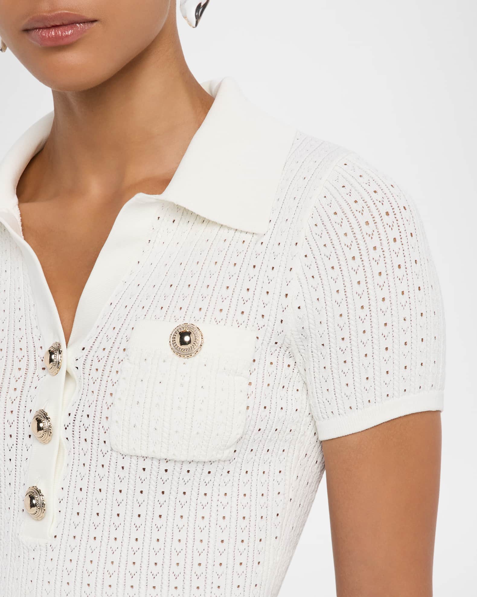 Self-Portrait Pointelle Knit Top | Neiman Marcus