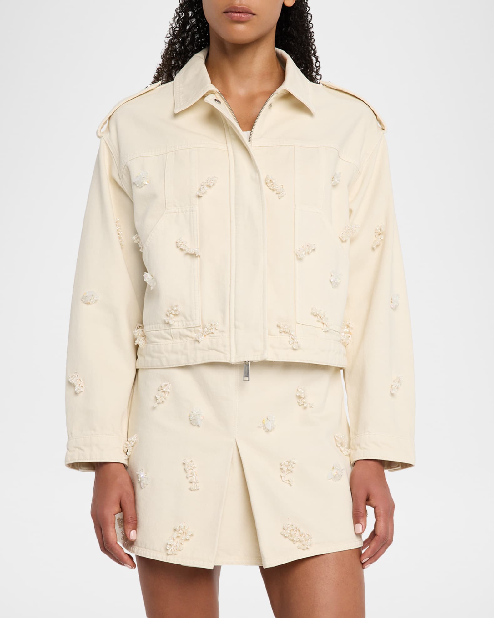 Self-Portrait Floral Denim Jacket | Neiman Marcus