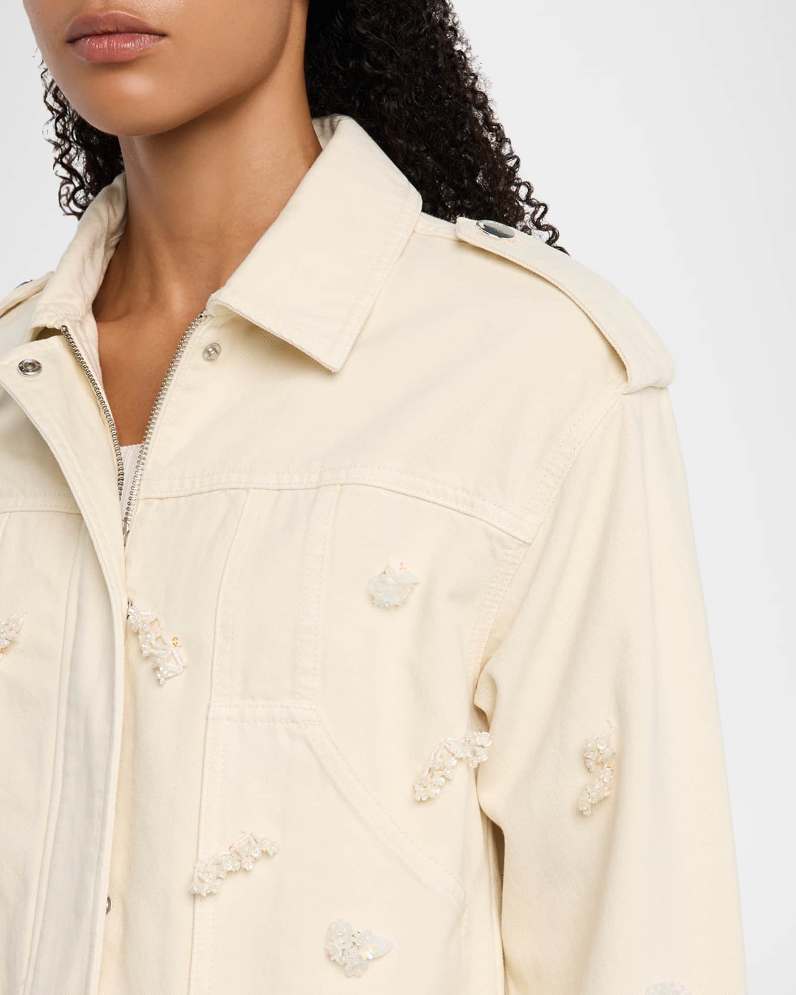 Self-Portrait Floral Denim Jacket | Neiman Marcus