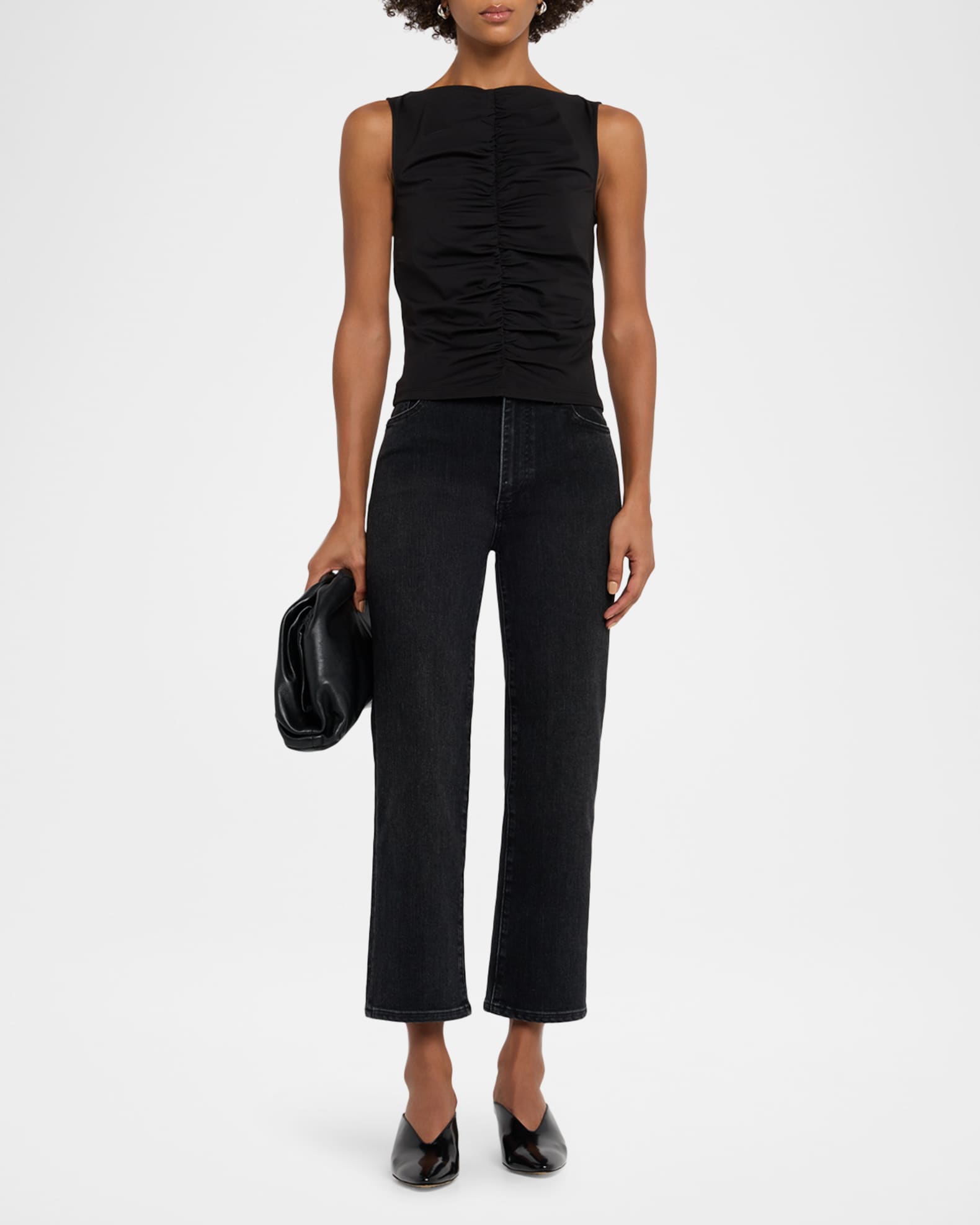 FRAME The Ruched Sleeveless Top | Neiman Marcus
