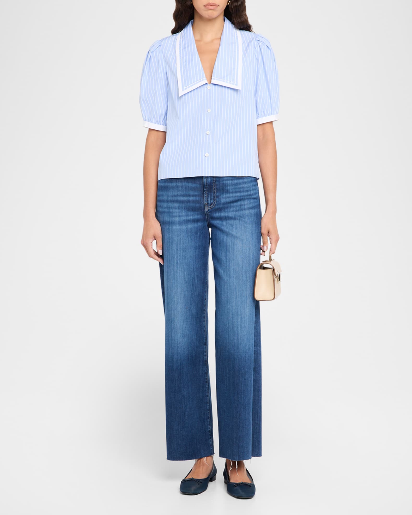 FRAME The Stripe Sailor Blouse | Neiman Marcus