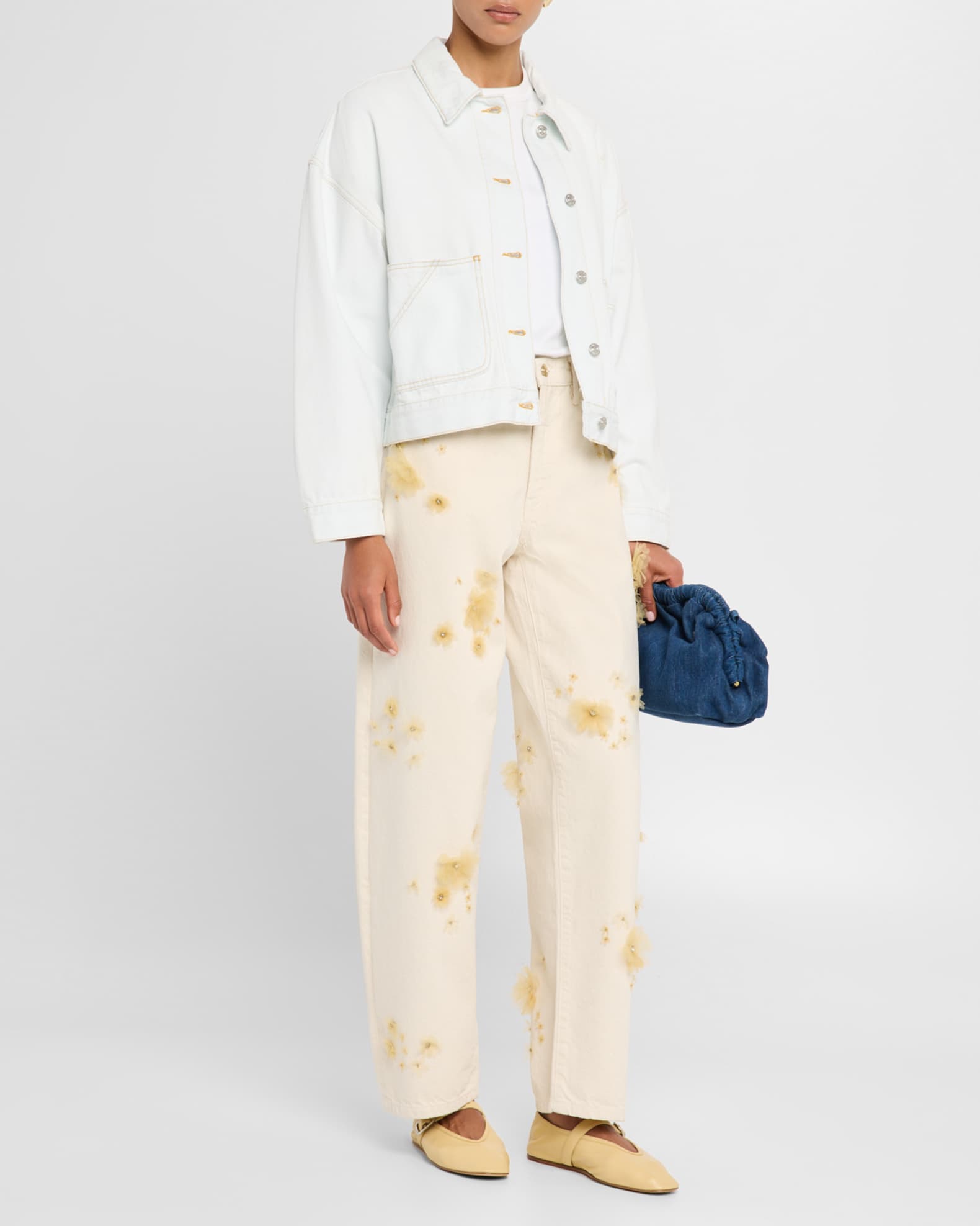 FRAME Embellished Low-Slung Barrel Jeans | Neiman Marcus