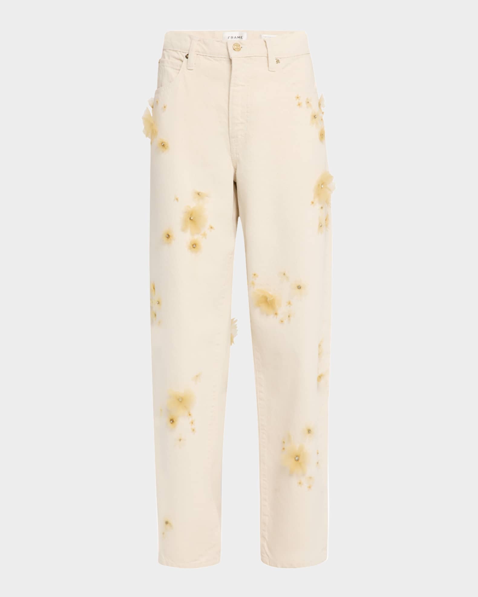 FRAME Embellished Low-Slung Barrel Jeans | Neiman Marcus