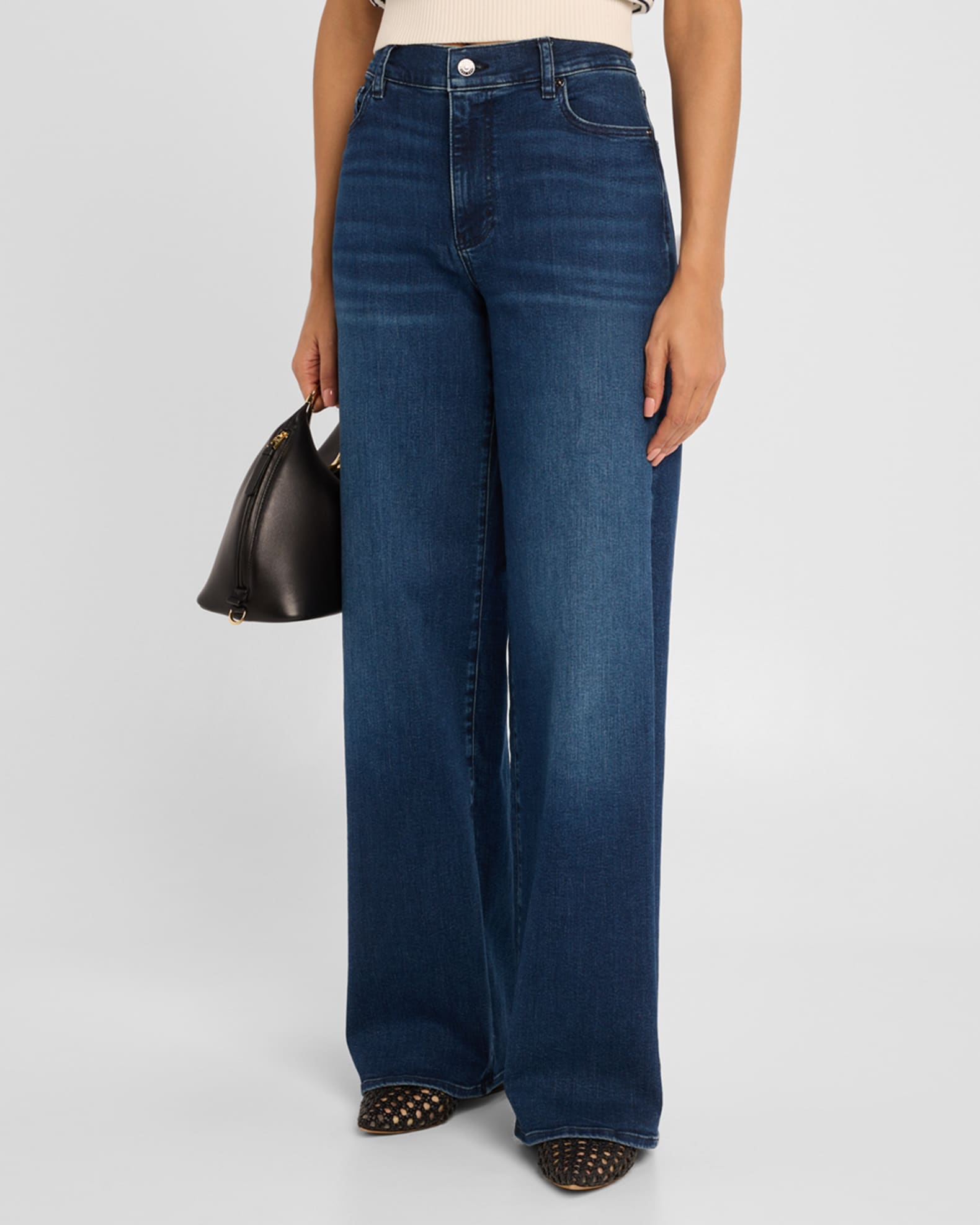 FRAME Le Slim Palazzo Long Jeans | Neiman Marcus
