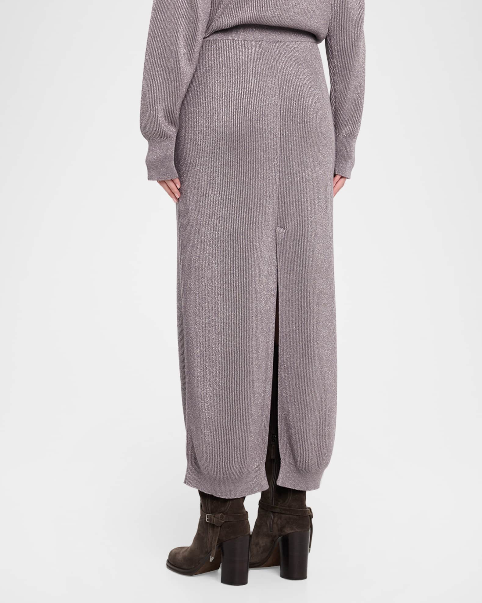 Brunello Cucinelli Sparkling Cotton Rib Maxi Skirt | Neiman Marcus