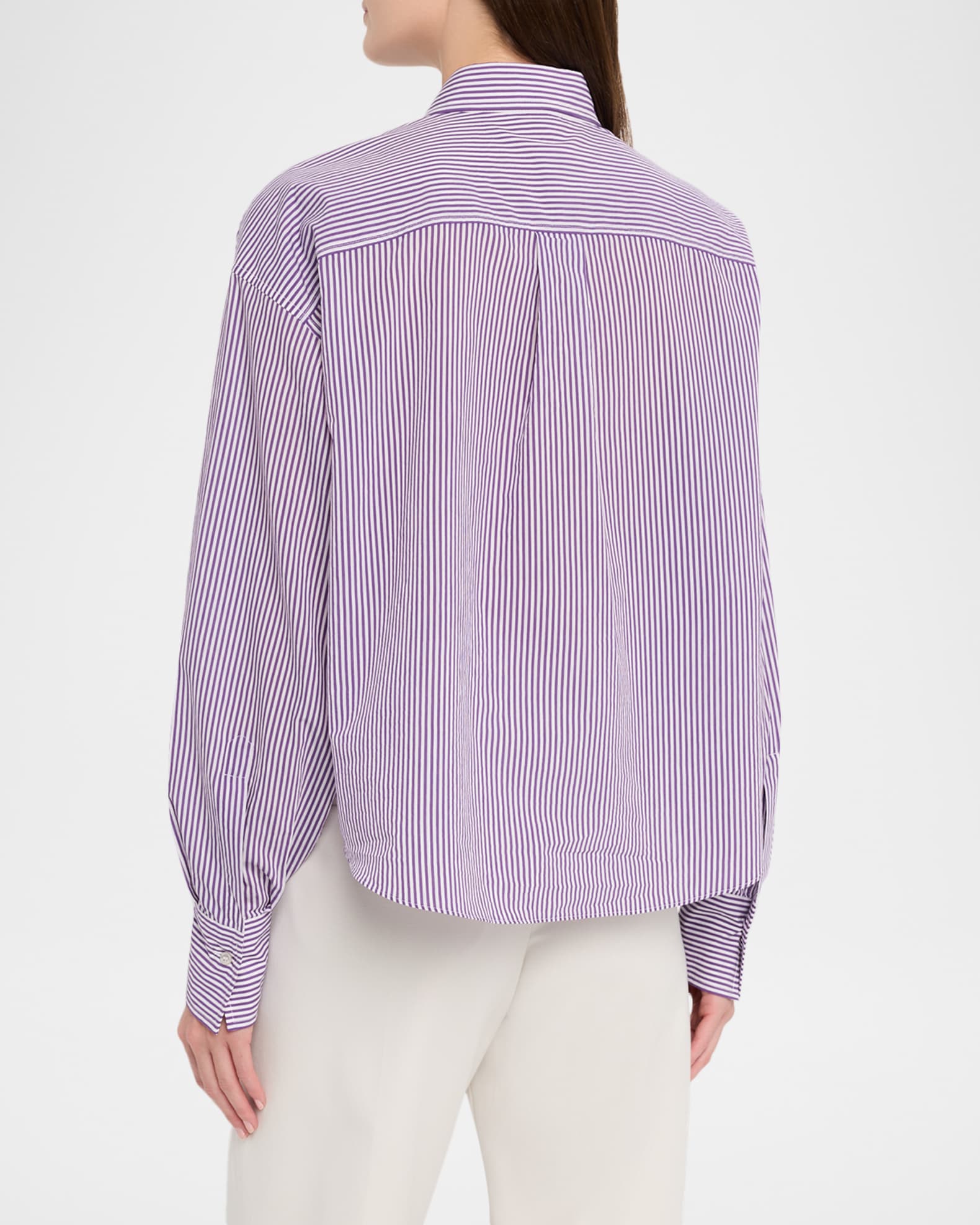 Brunello Cucinelli Techno Cotton Button-Front Top with Brass Trim ...