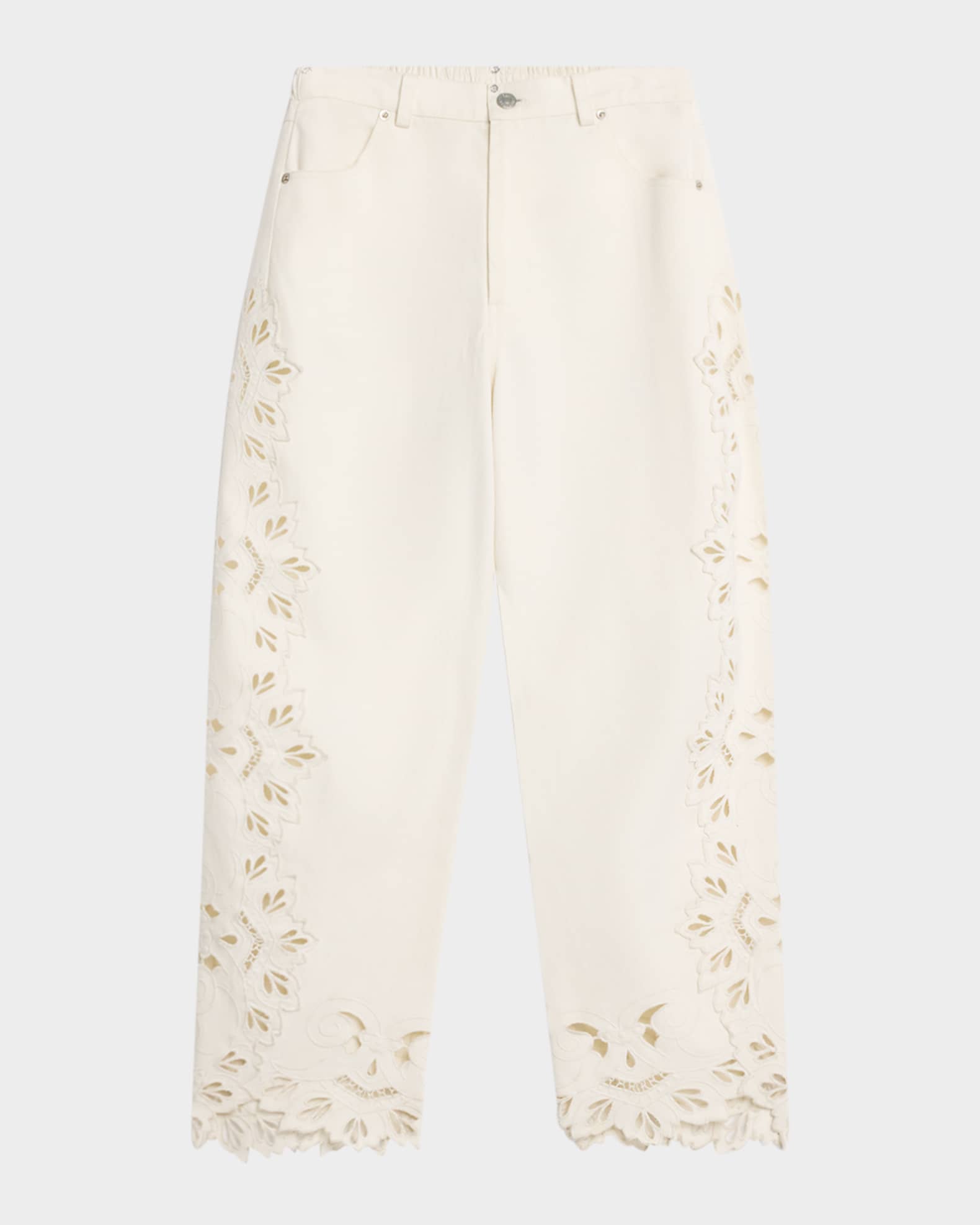 Sea Cavina Embroidered Crop Barrel Jeans | Neiman Marcus