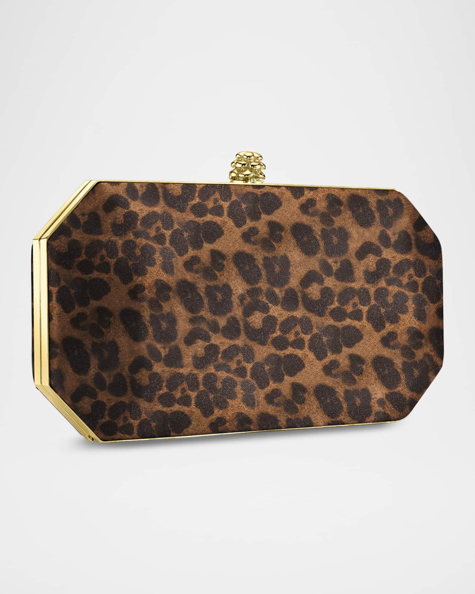 Tyler Ellis Perry Small Leopard-Print Satin Clutch Bag | Neiman Marcus