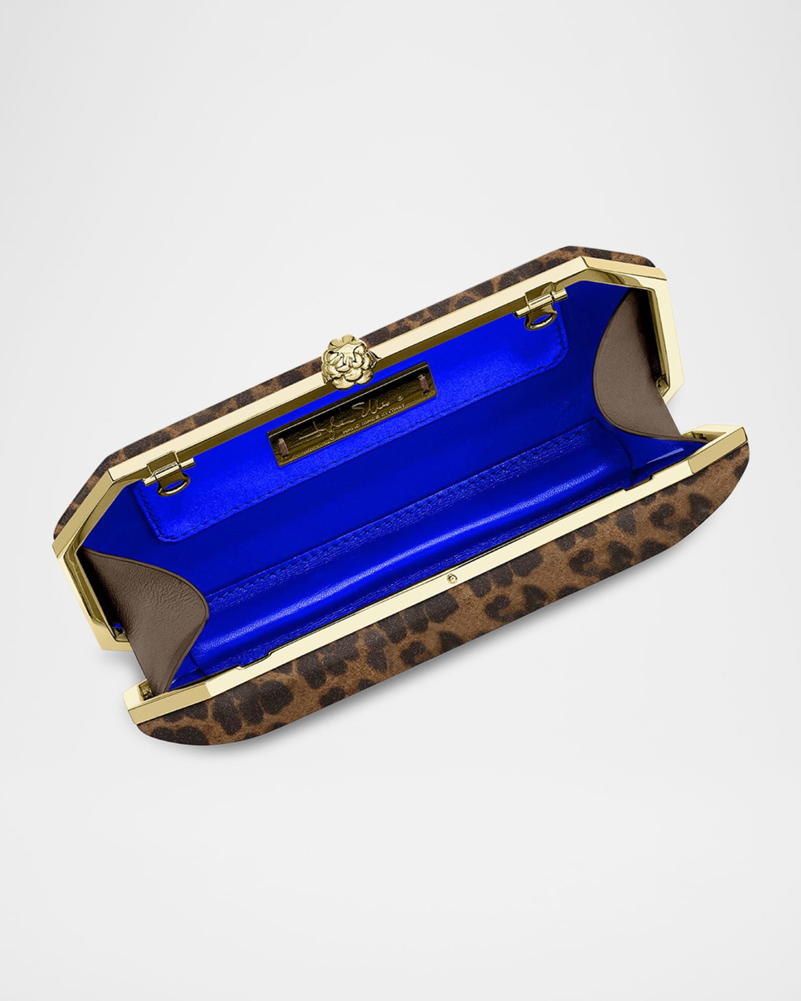 Tyler Ellis Perry Small Leopard-Print Satin Clutch Bag | Neiman Marcus