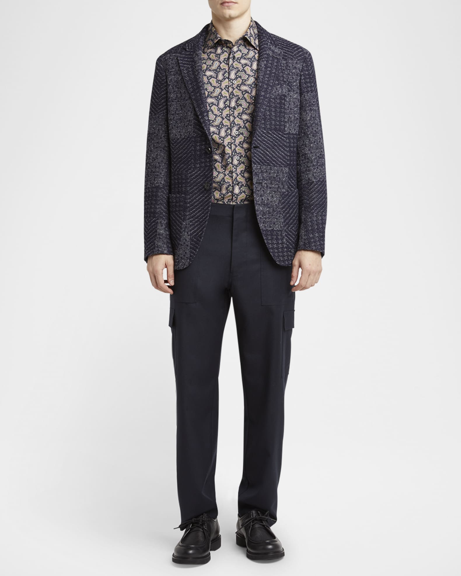 Etro Men's Patchwork Knit Two-Button Sport Coat | Neiman Marcus