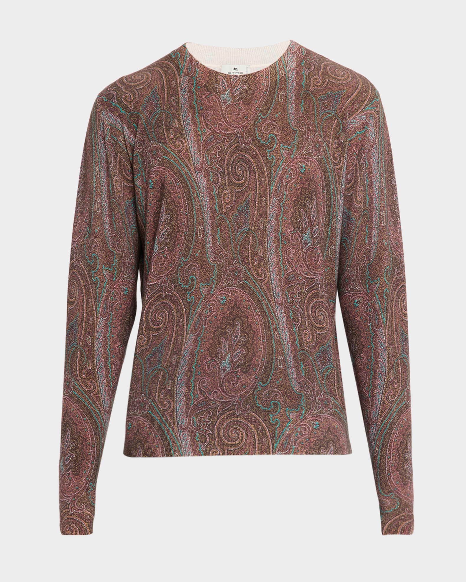 Etro Men's Silk and Cashmere Multi-Paisley Crewneck Sweater | Neiman Marcus