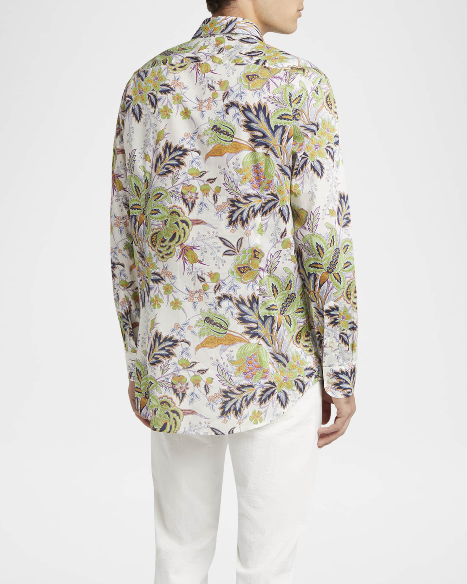 Etro Men's Cotton Floral Palm Sport Shirt | Neiman Marcus