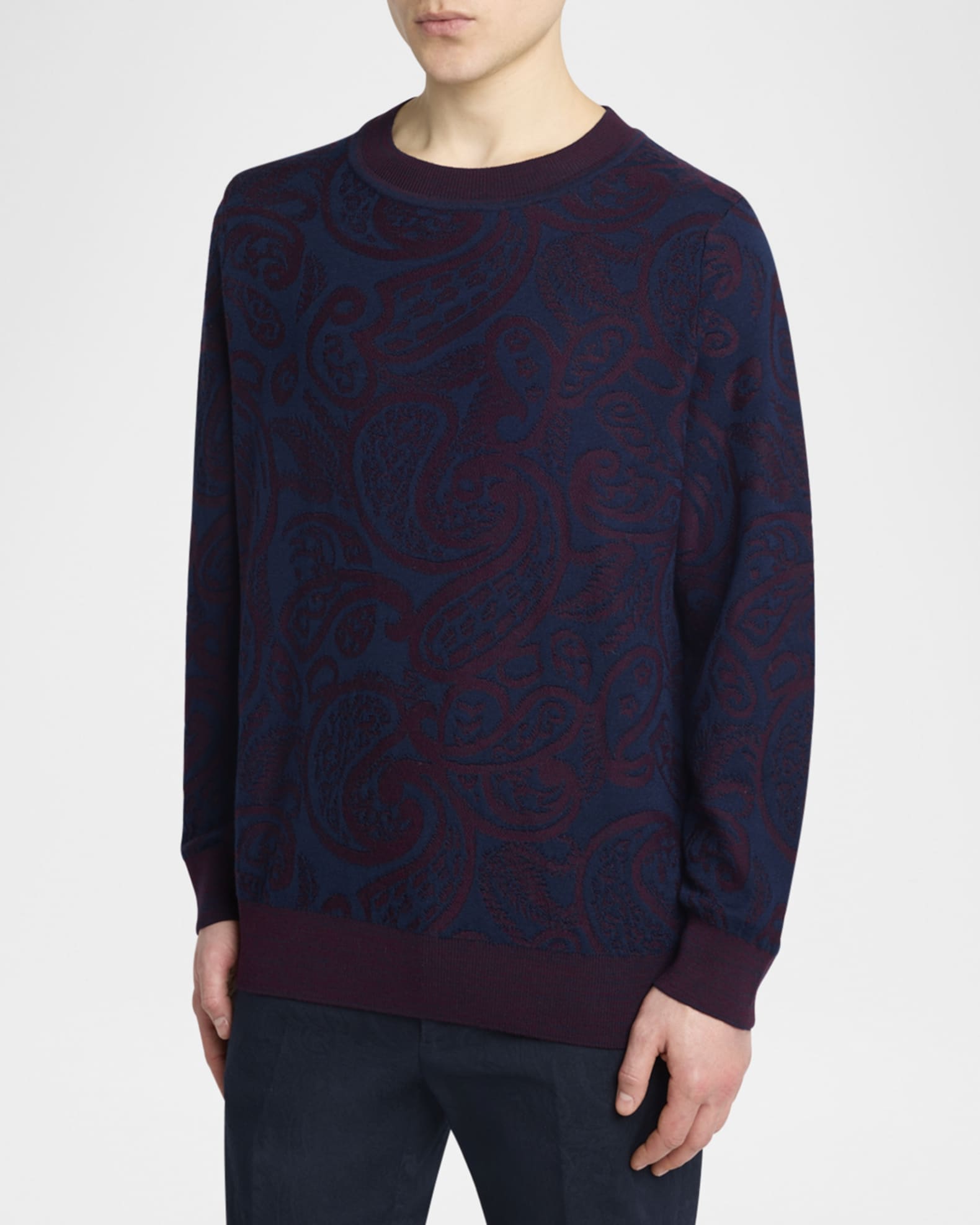 Etro Men's Paisley Knit Crewneck Sweater | Neiman Marcus