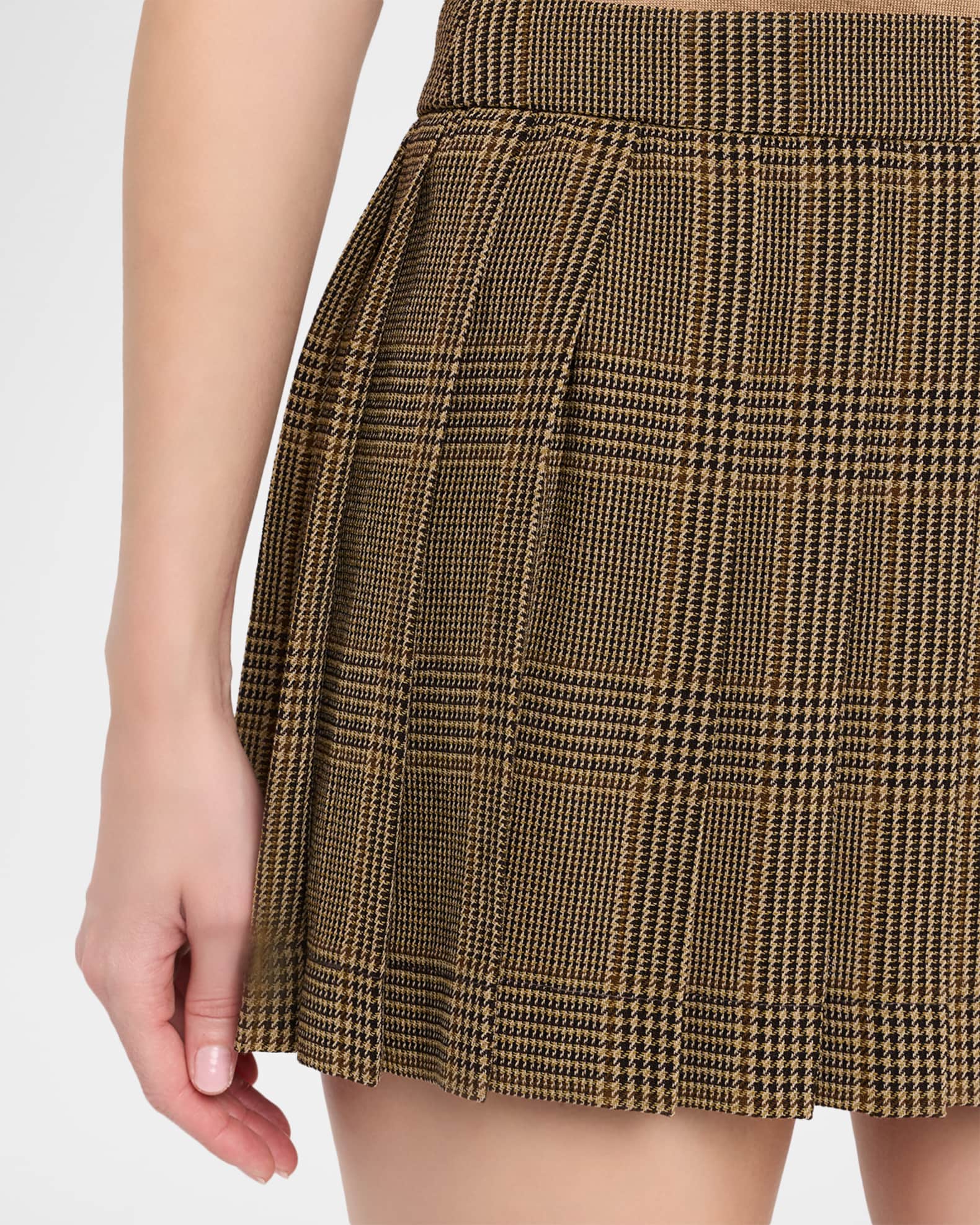 Golden Goose Journey Prince of Wales Pleated Mini Skirt | Neiman Marcus