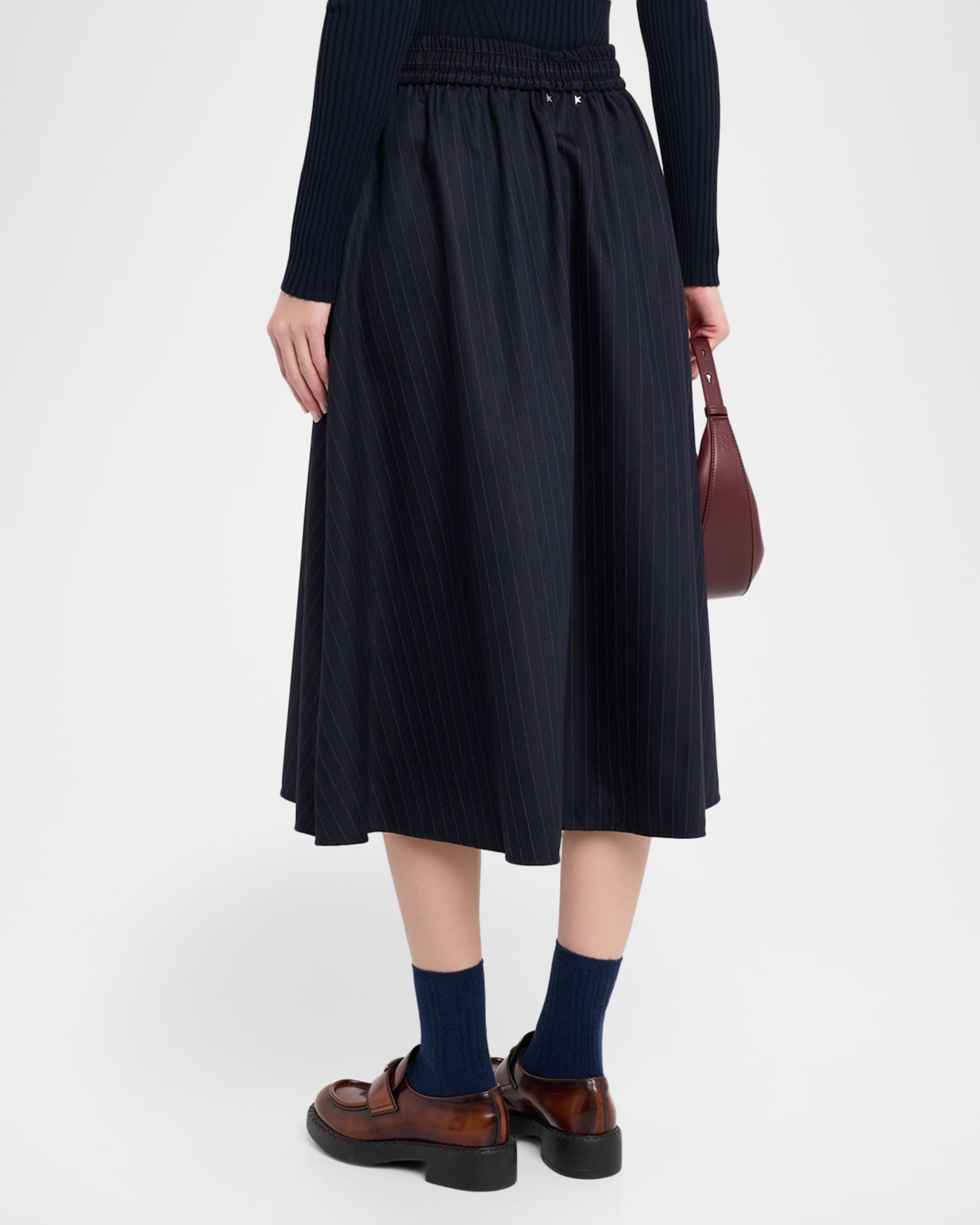 Golden Goose Journey Pinstripe Circle Skirt | Neiman Marcus