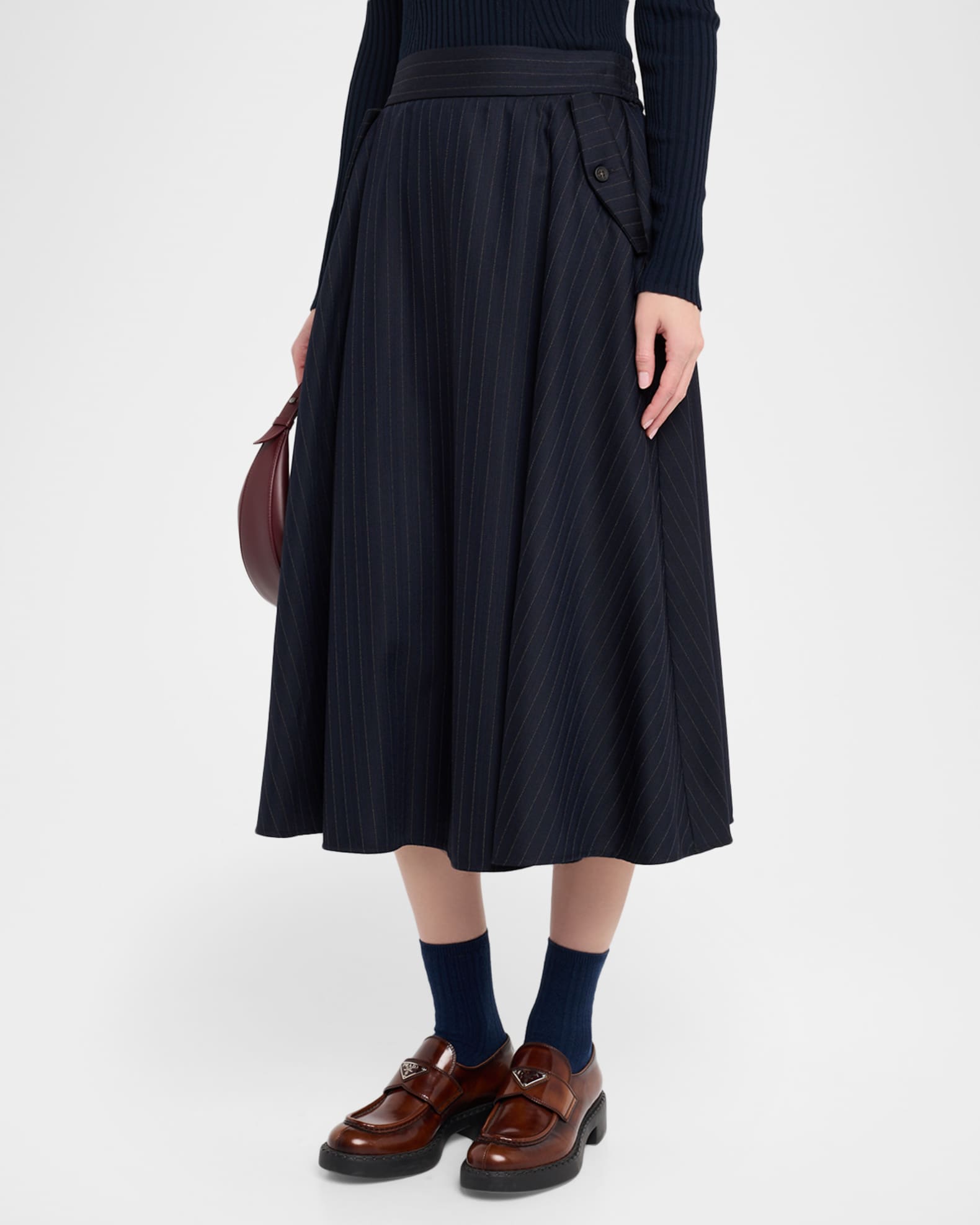 Golden Goose Journey Pinstripe Circle Skirt | Neiman Marcus