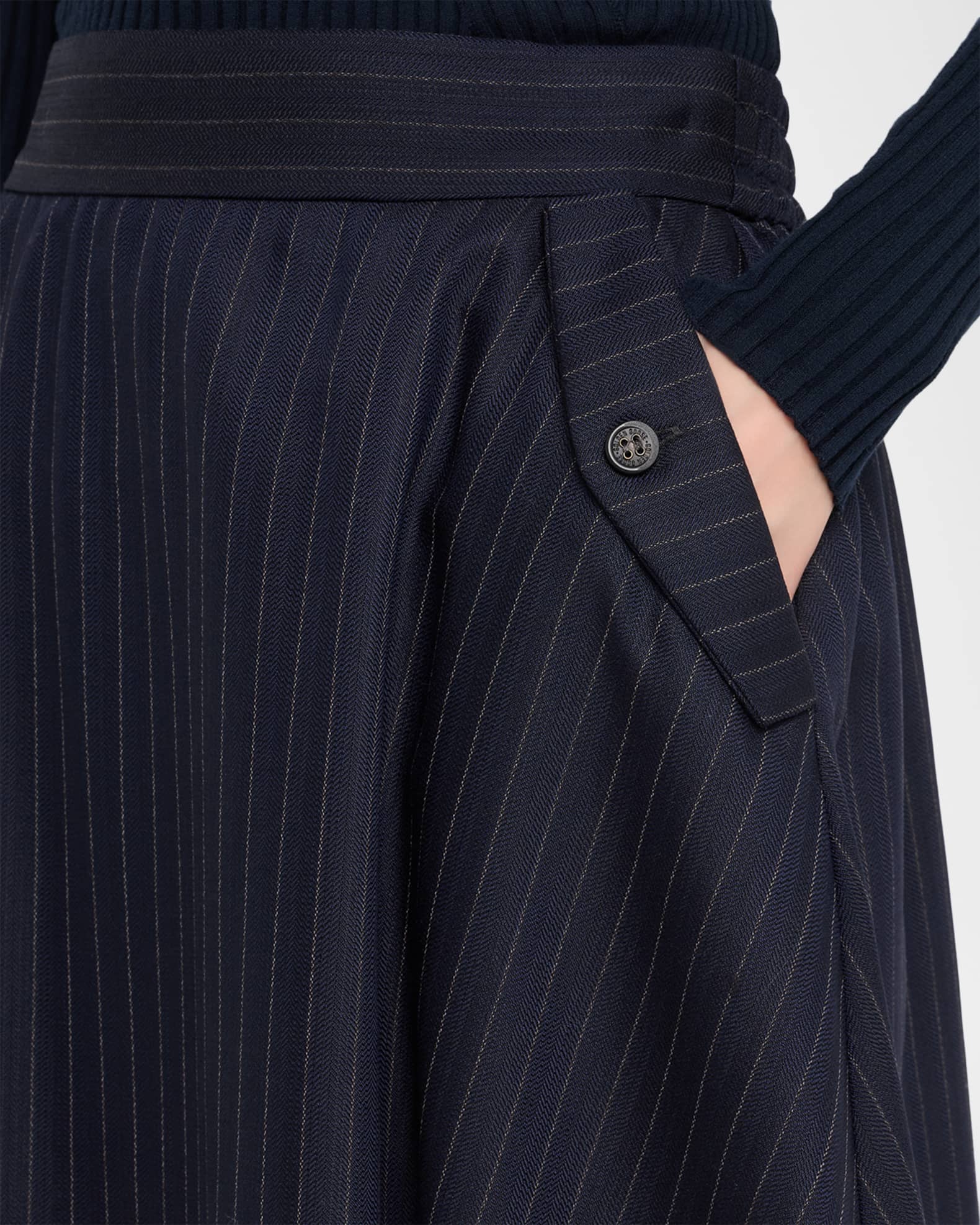 Golden Goose Journey Pinstripe Circle Skirt | Neiman Marcus