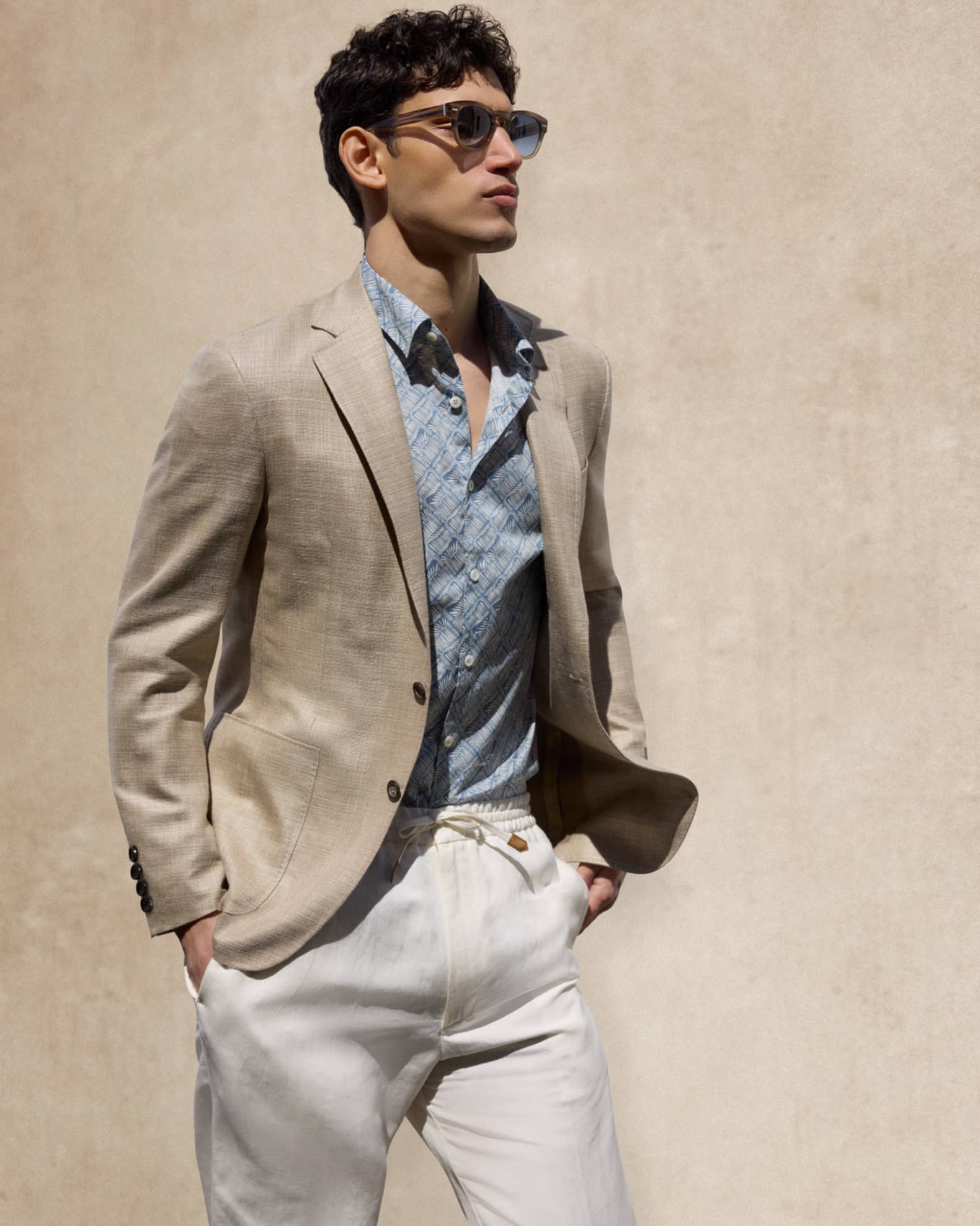 Canali Men's Printed Cotton Short-Sleeve Shirt | Neiman Marcus