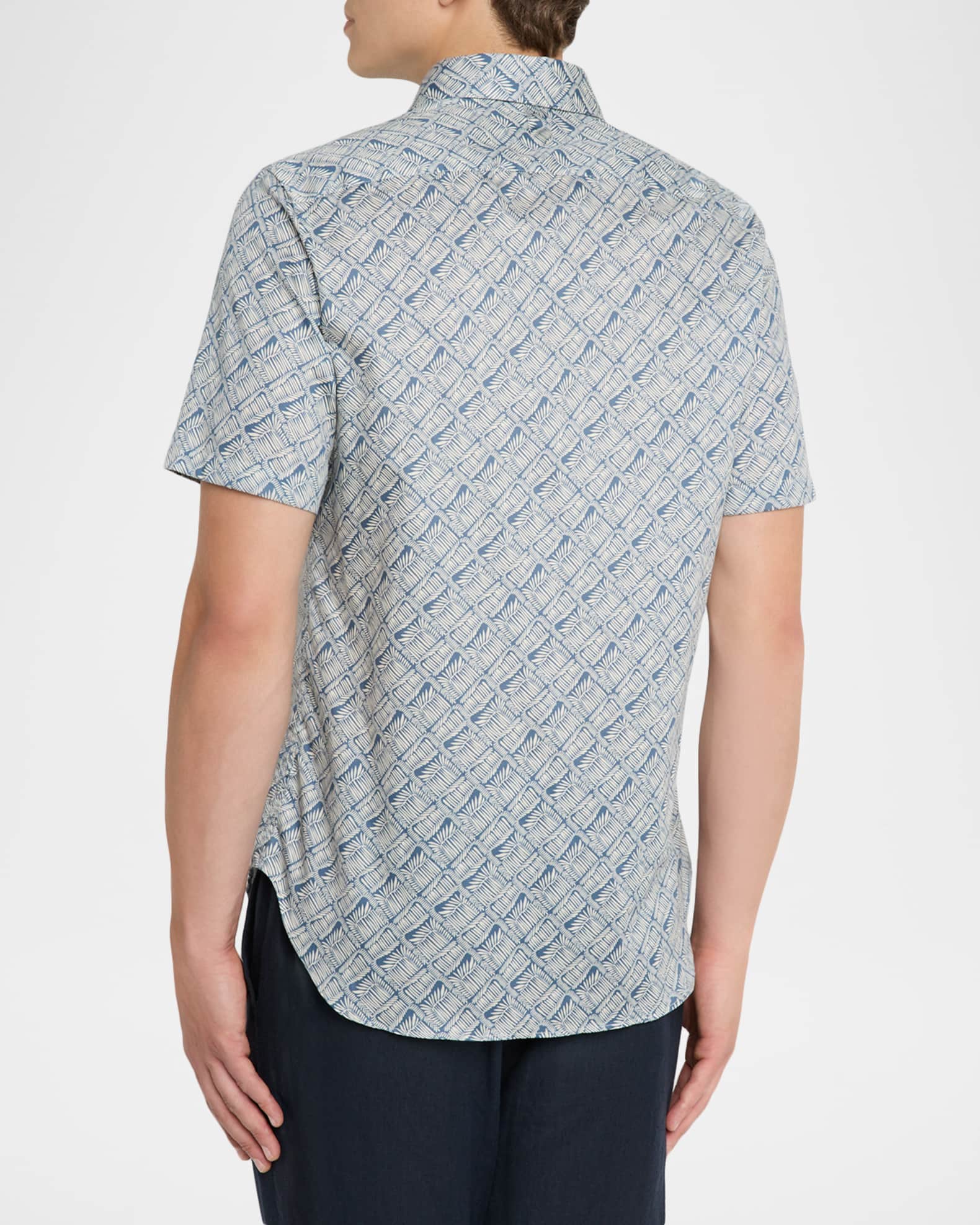 Canali Men's Printed Cotton Short-Sleeve Shirt | Neiman Marcus