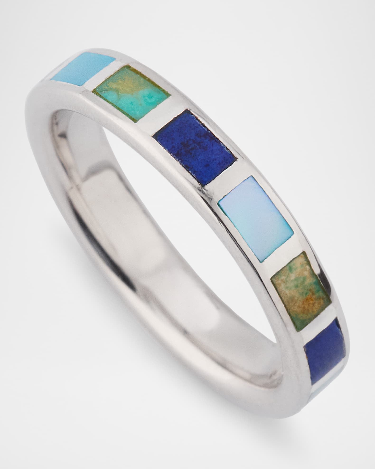 Jan Leslie Lapis, Blue MOP and Turquoise Dash Band Ring | Neiman Marcus