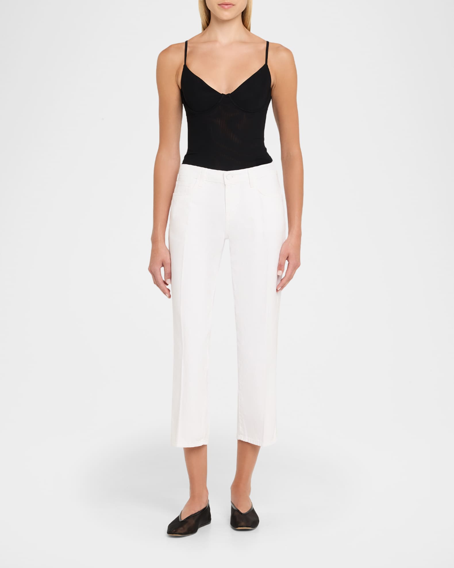 L'Agence Blaine Low-Rise Crop Straight Jeans | Neiman Marcus