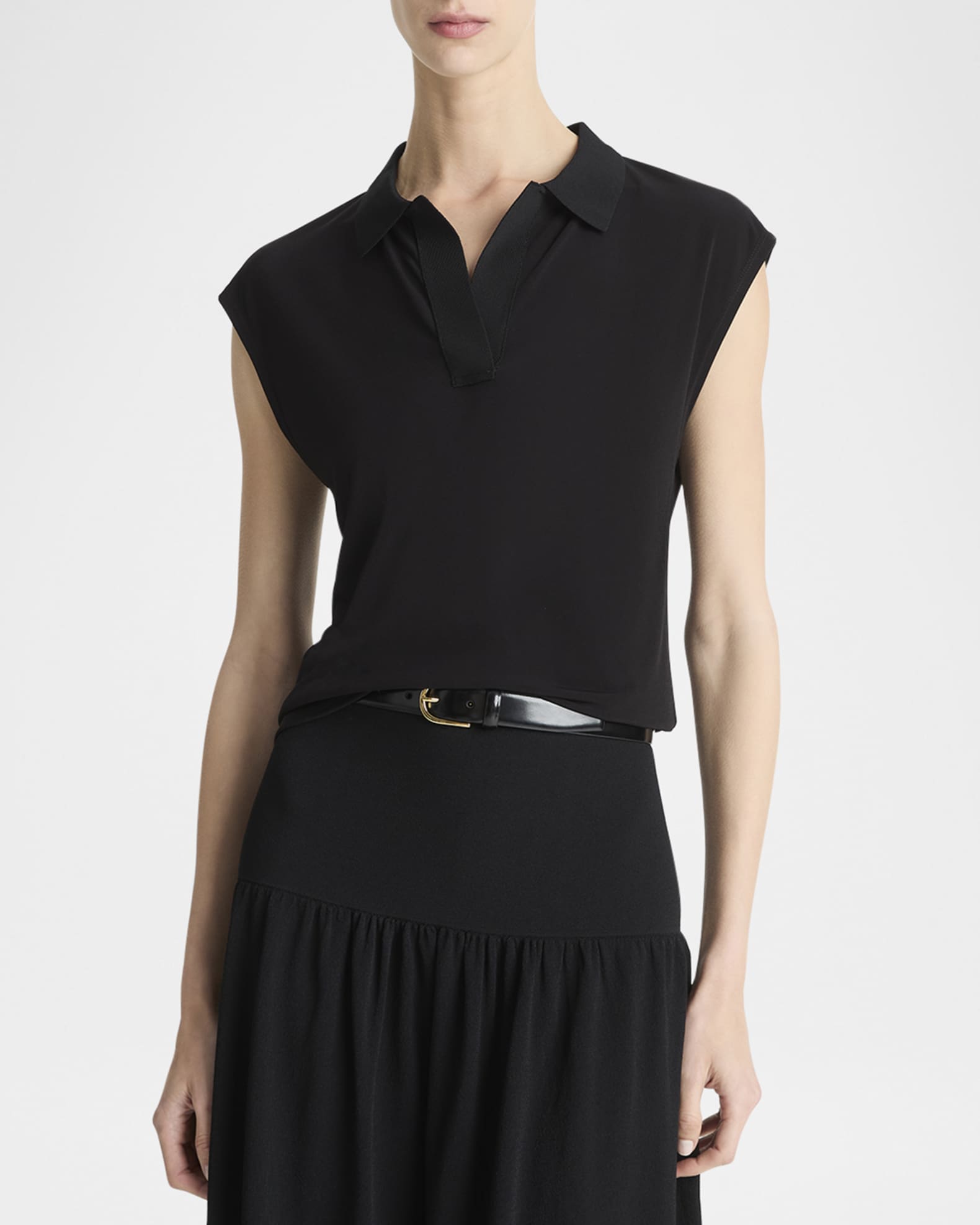 Vince Cap-Sleeve Polo Top | Neiman Marcus