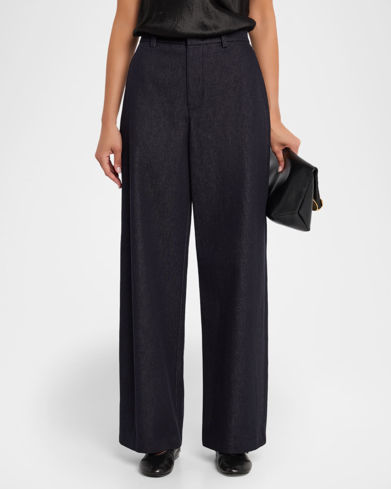 Vince High-Rise Cotton Twill Pants | Neiman Marcus