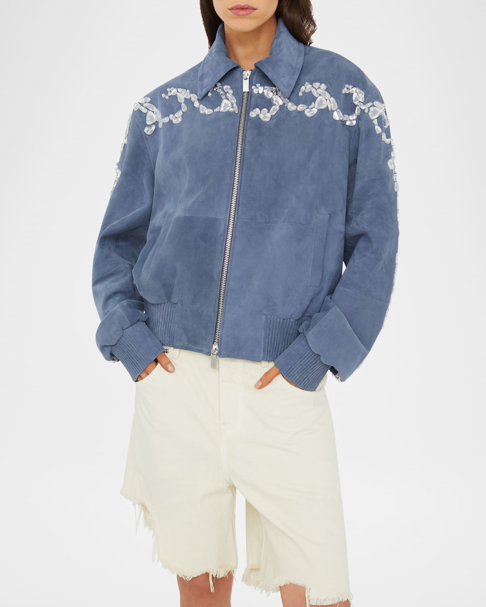 Christopher Esber Manta Asymmetric Raw-Edge Shorts | Neiman Marcus