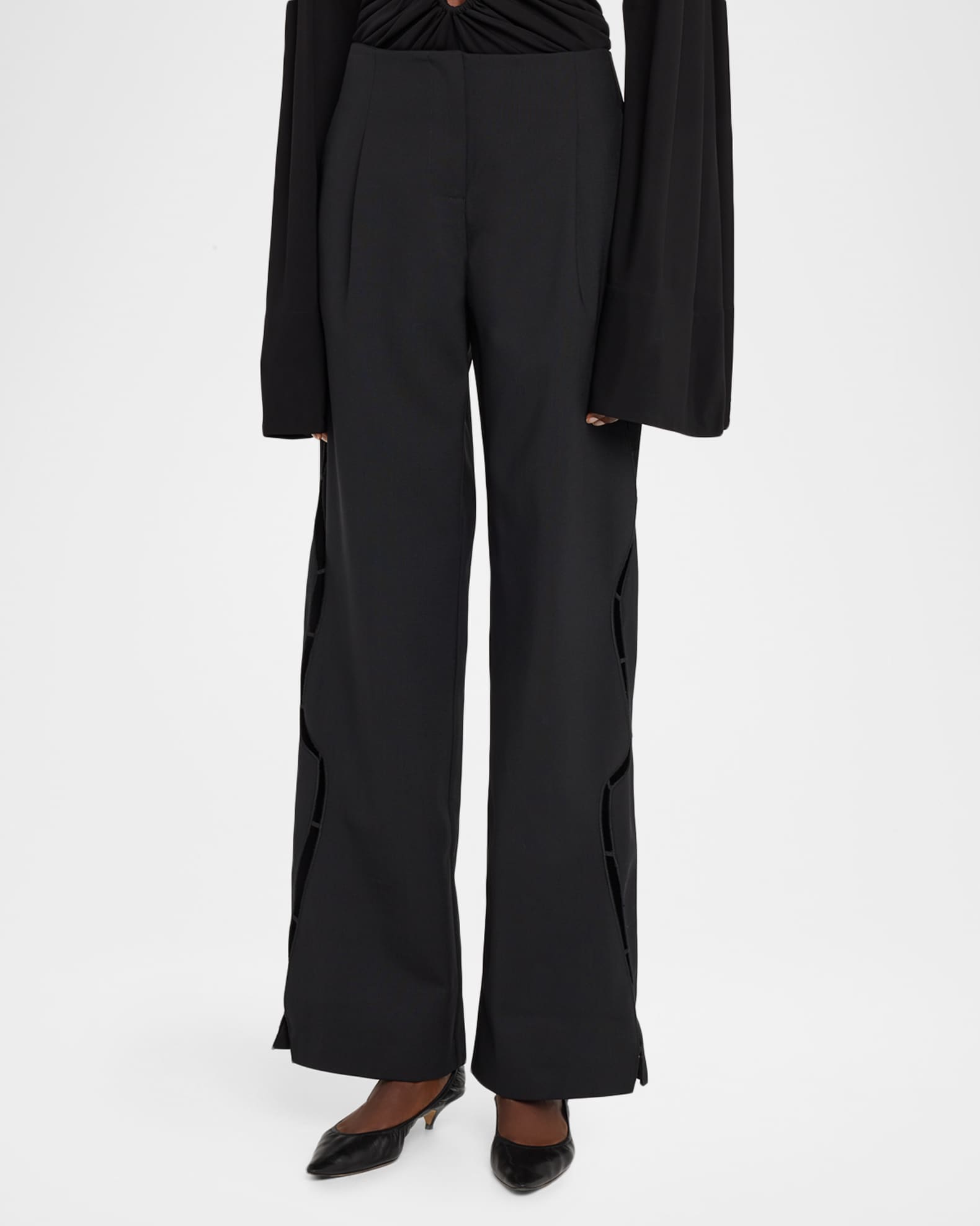 Christopher Esber Bitten Cutout Wide-Leg Tailored Trousers | Neiman Marcus