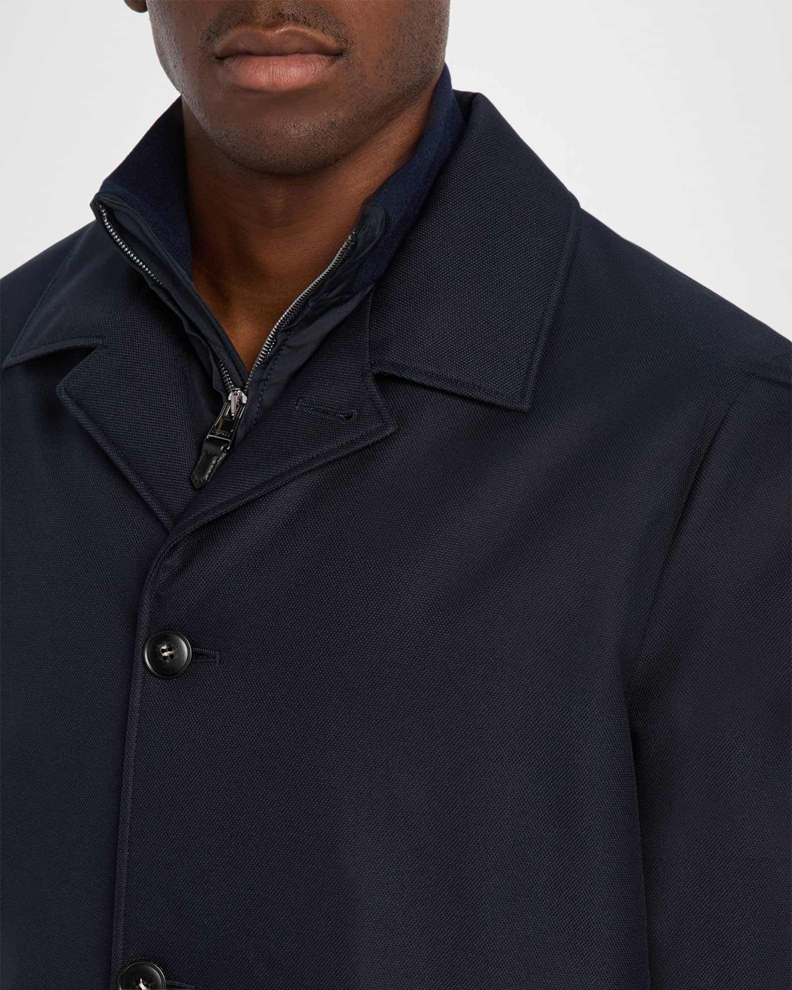 Canali Men's Single-Breasted Technical Raincoat | Neiman Marcus