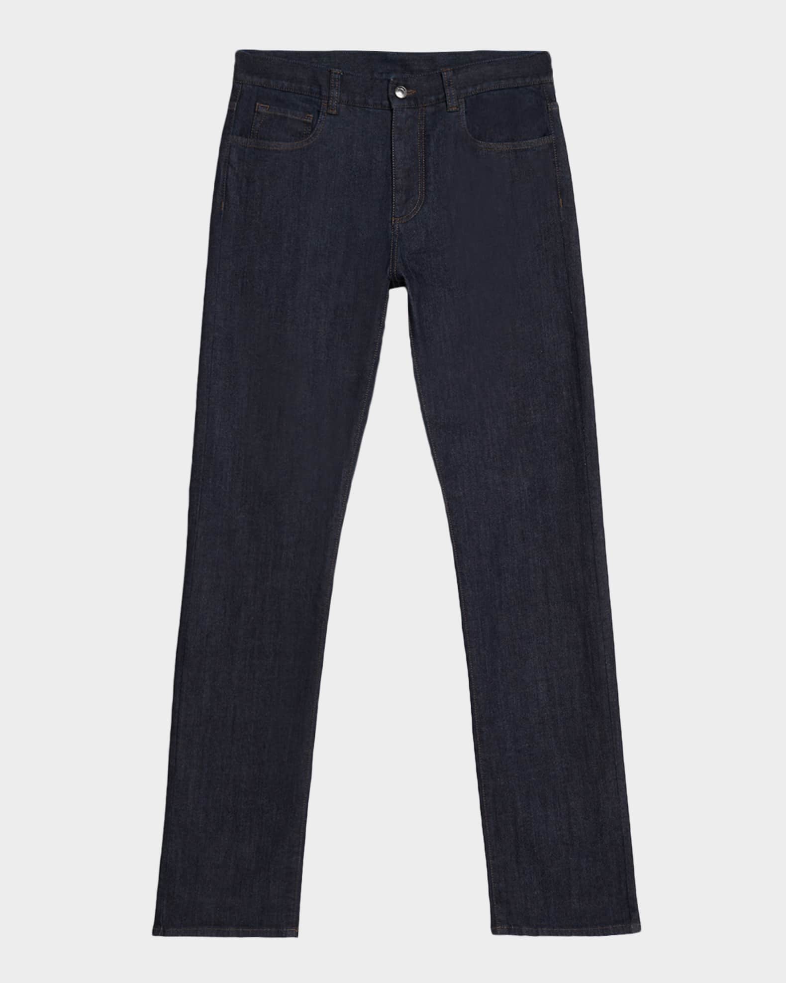 Canali Men's Dark-Wash Denim Straight Fit Five-Pocket Pants | Neiman Marcus