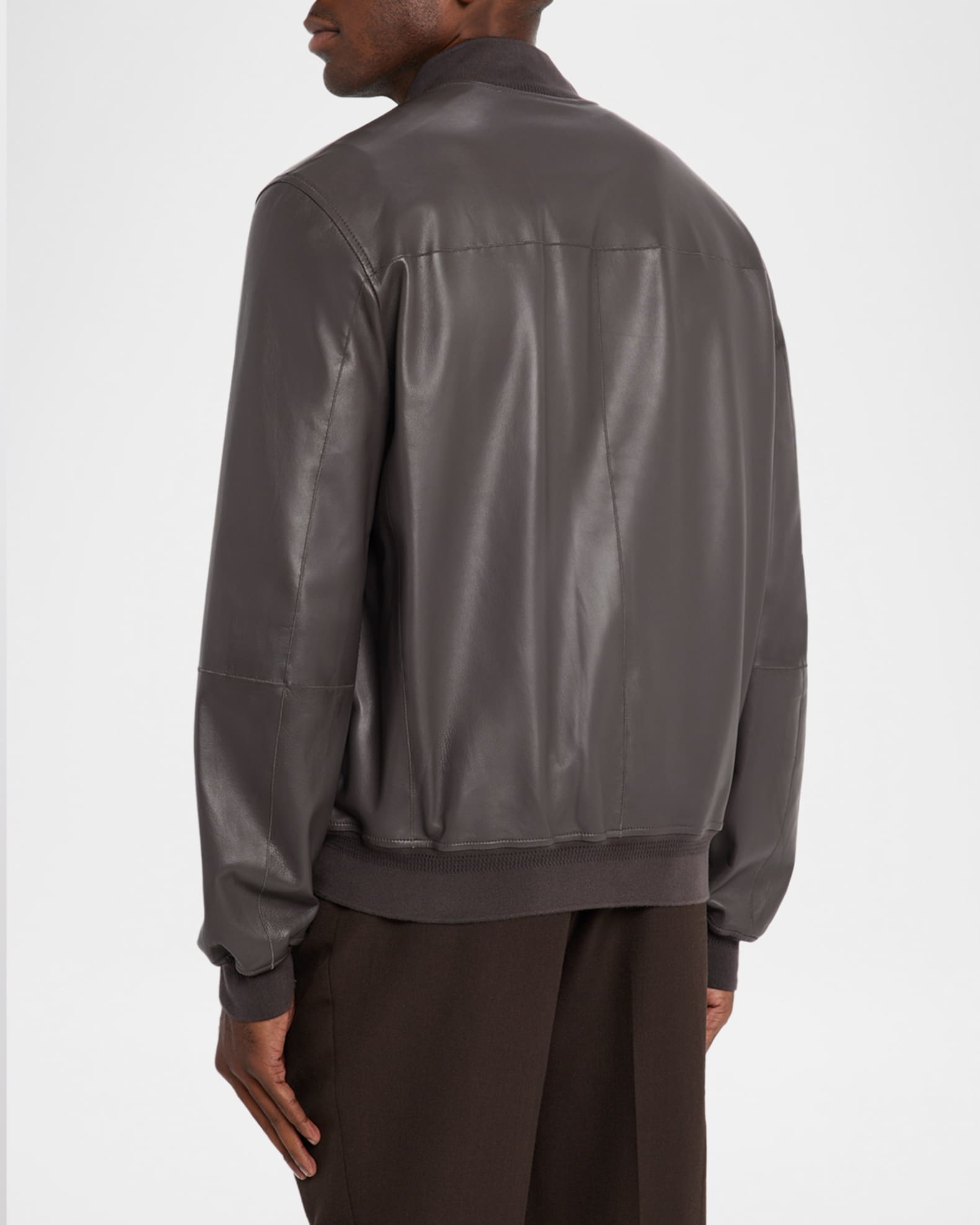 Canali Men's Nuvola Napa Leather Bomber Jacket | Neiman Marcus