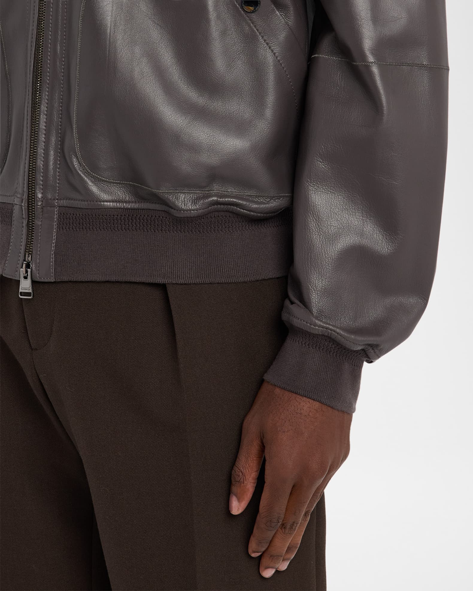Canali Men's Nuvola Napa Leather Bomber Jacket | Neiman Marcus