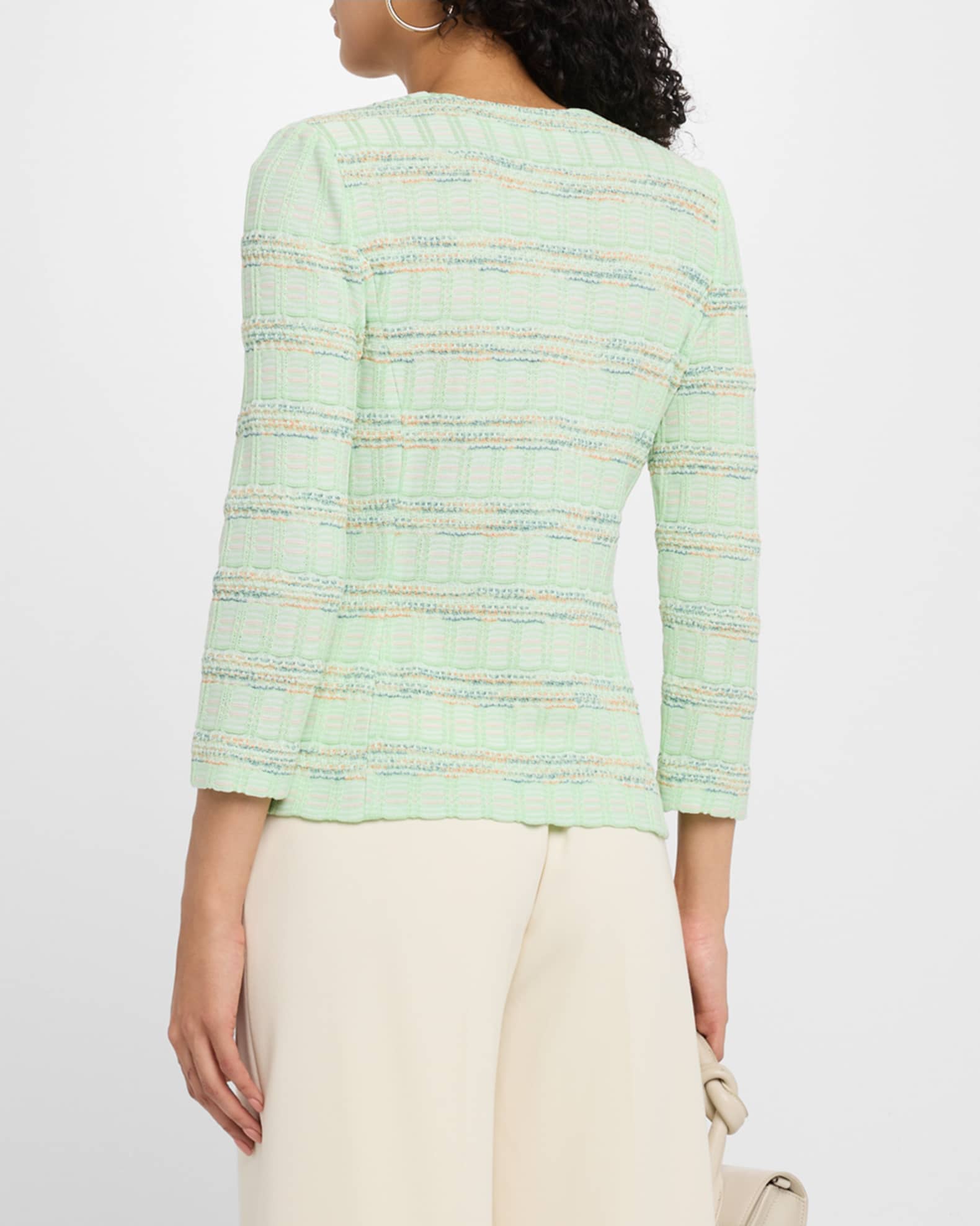 Misook Tailored-Fit Plaid Textured Knit Jacket | Neiman Marcus