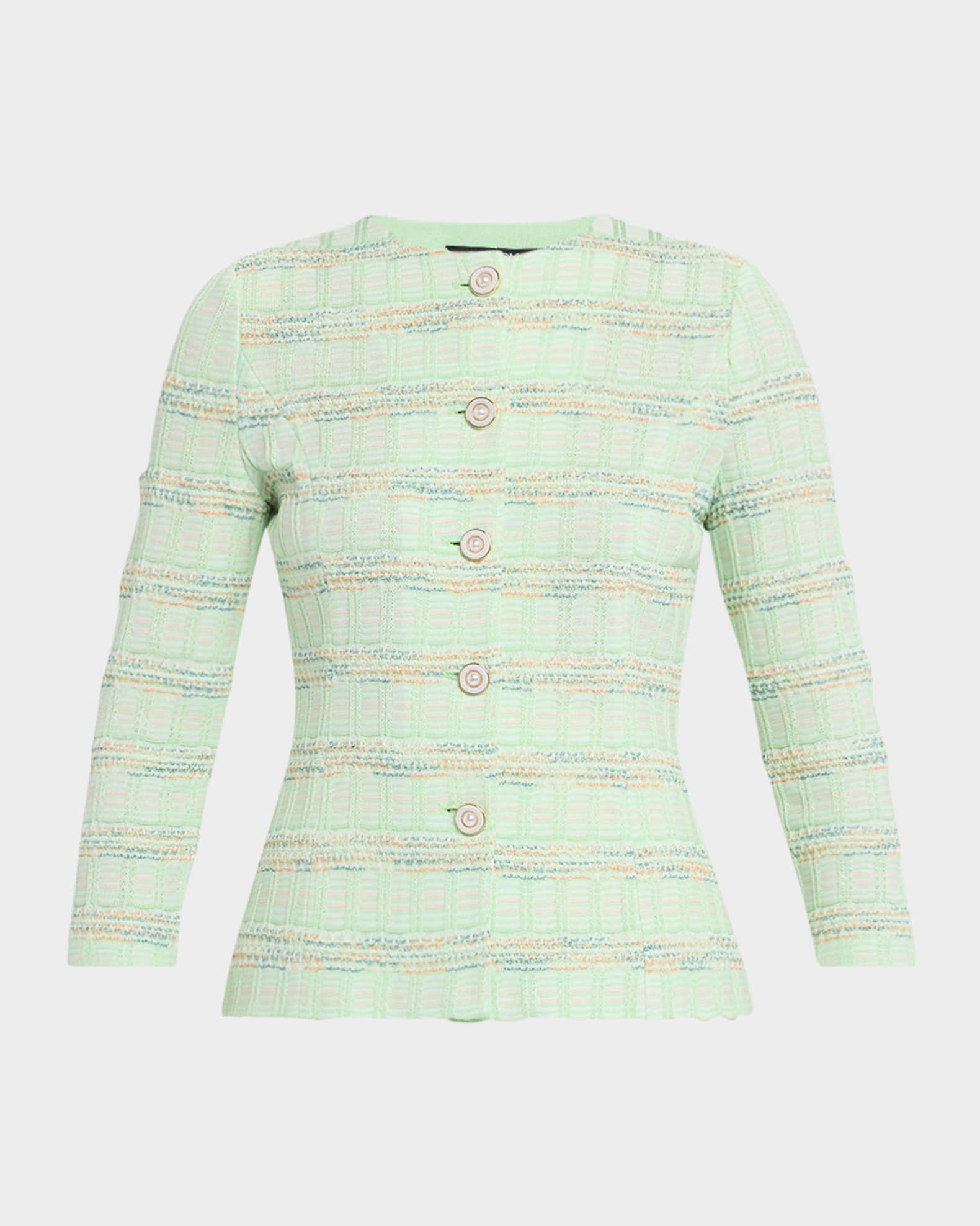 Misook Tailored-Fit Plaid Textured Knit Jacket | Neiman Marcus