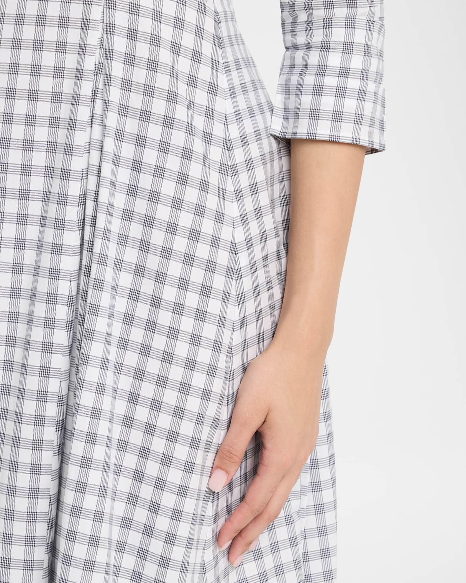 Misook Fit-&-Flare Plaid Cotton Maxi Dress | Neiman Marcus