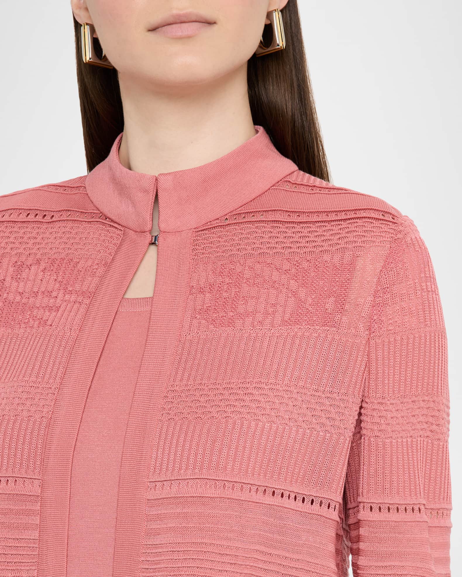 Misook Heritage Multi-Stitch Tonal Knit Jacket | Neiman Marcus
