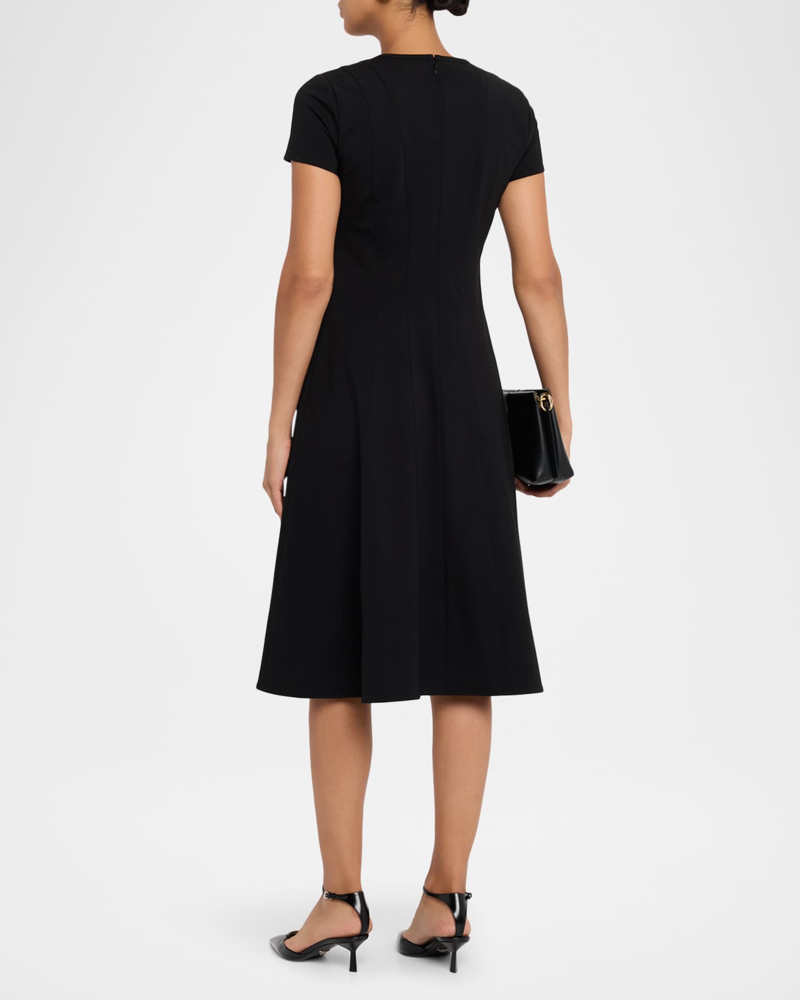 Misook Fit-&-Flare Stretch Ponte Dress | Neiman Marcus