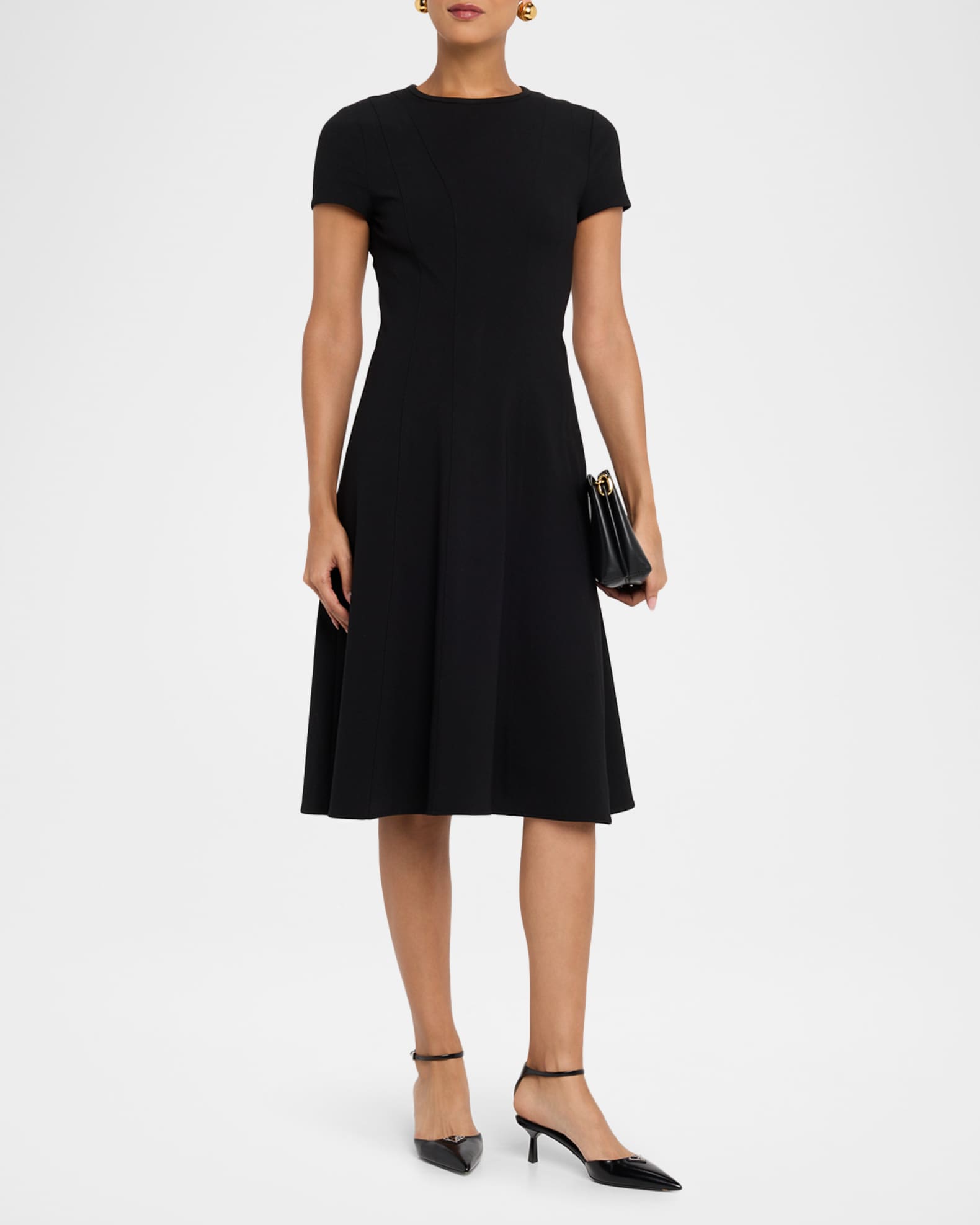 Misook Fit-&-Flare Stretch Ponte Dress | Neiman Marcus