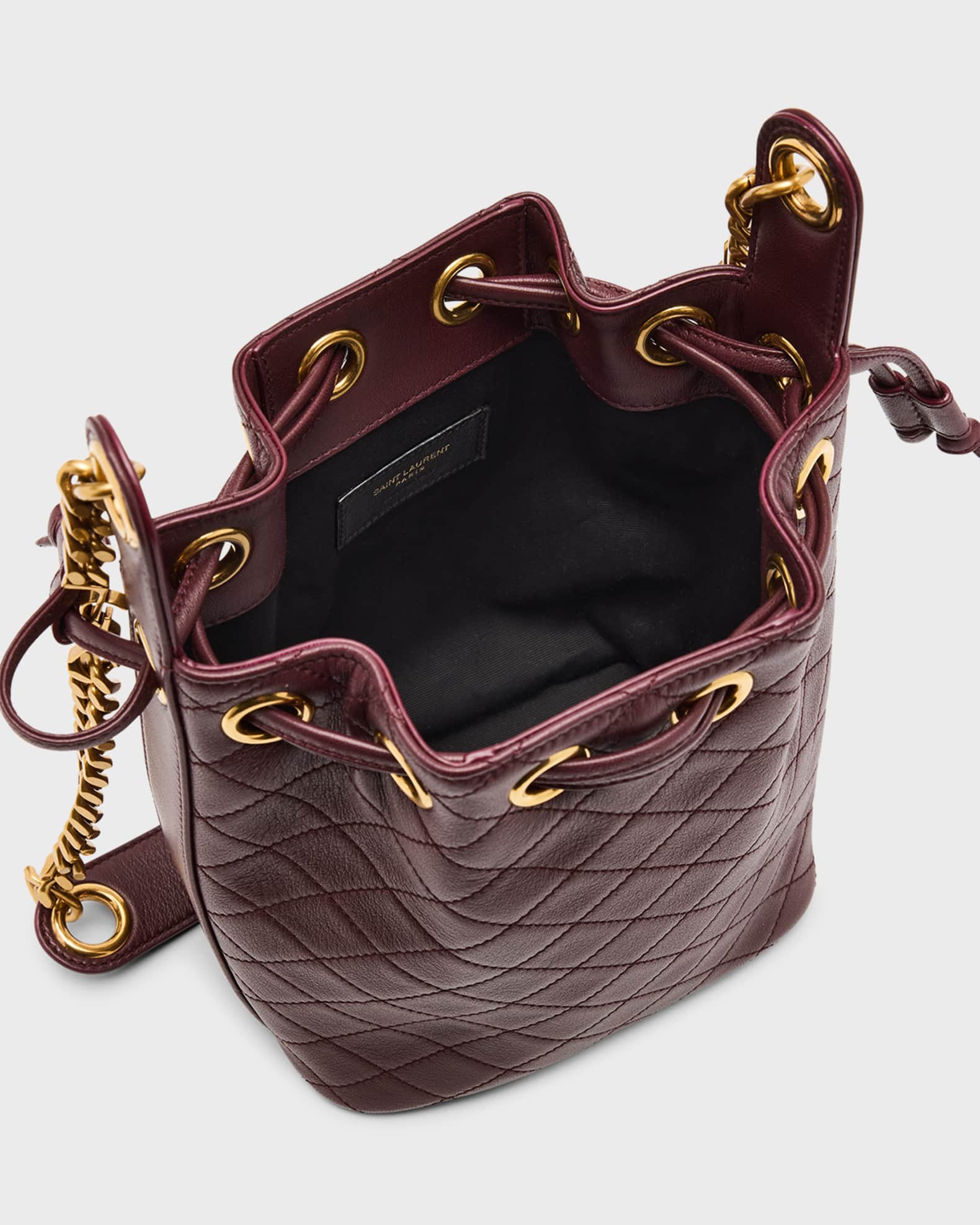 Saint Laurent Cassandra Small YSL Bucket Bag in Quilted Leather ...
