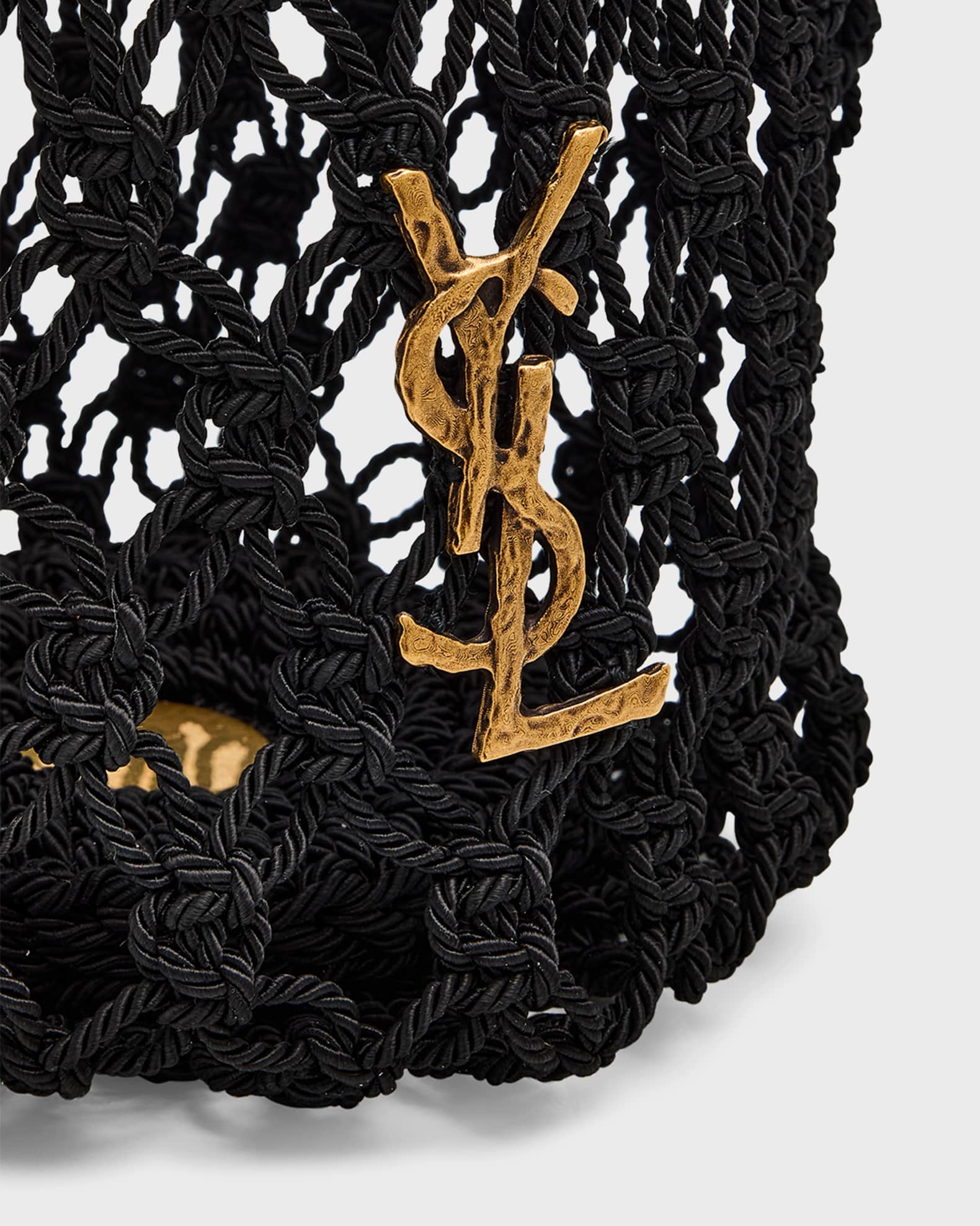 Saint Laurent Small YSL Crochet Shopper Tote Bag | Neiman Marcus