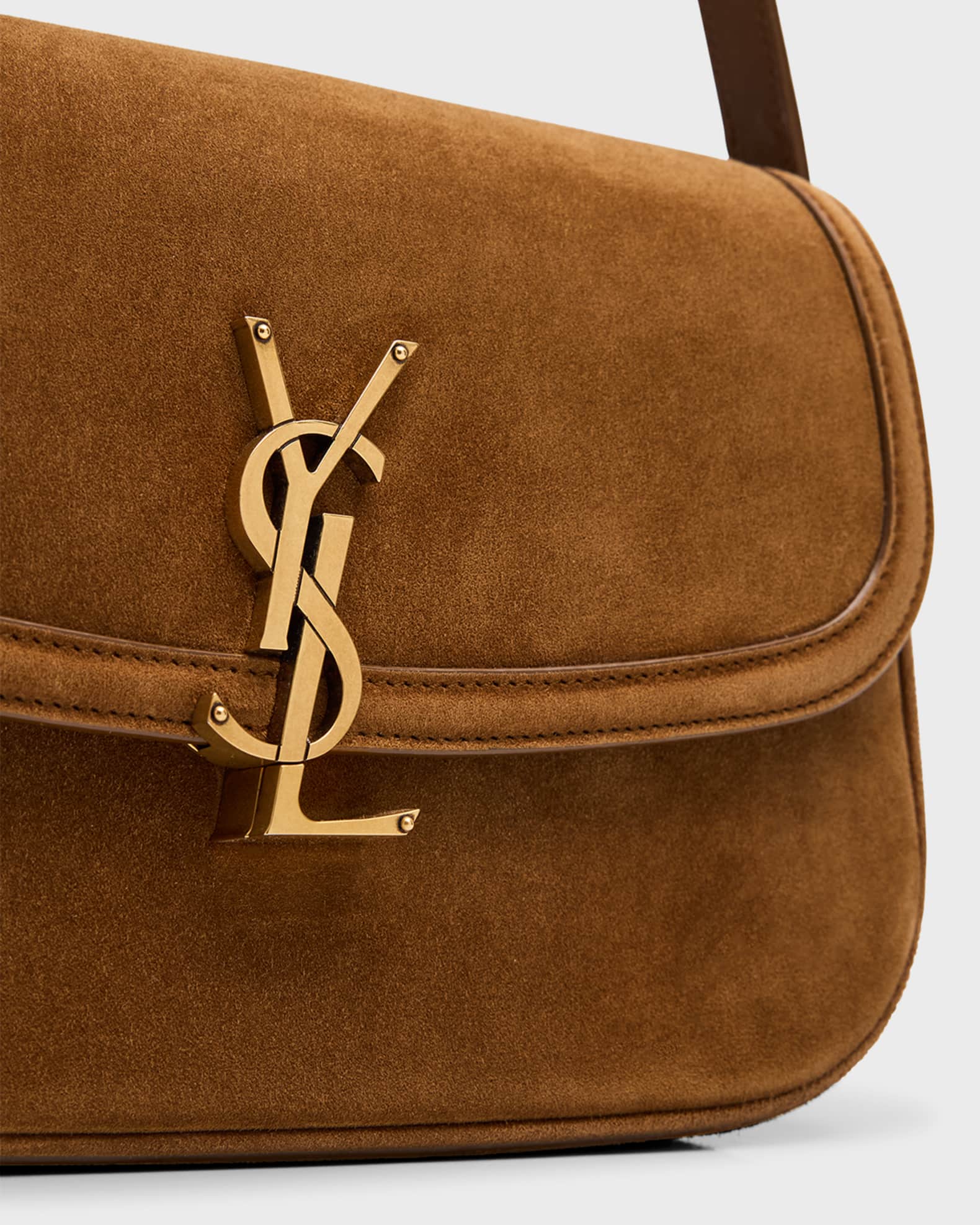 Saint Laurent Solferino Medium YSL Shoulder Bag in Suede | Neiman Marcus