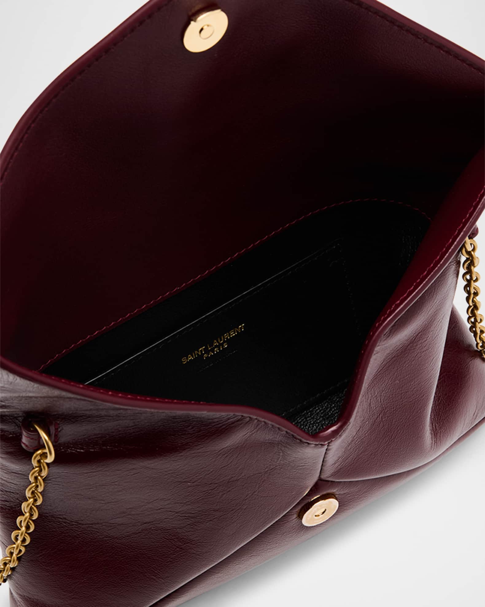 Saint Laurent Small YSL Pouch Bag in Shiny Calfskin Leather | Neiman Marcus