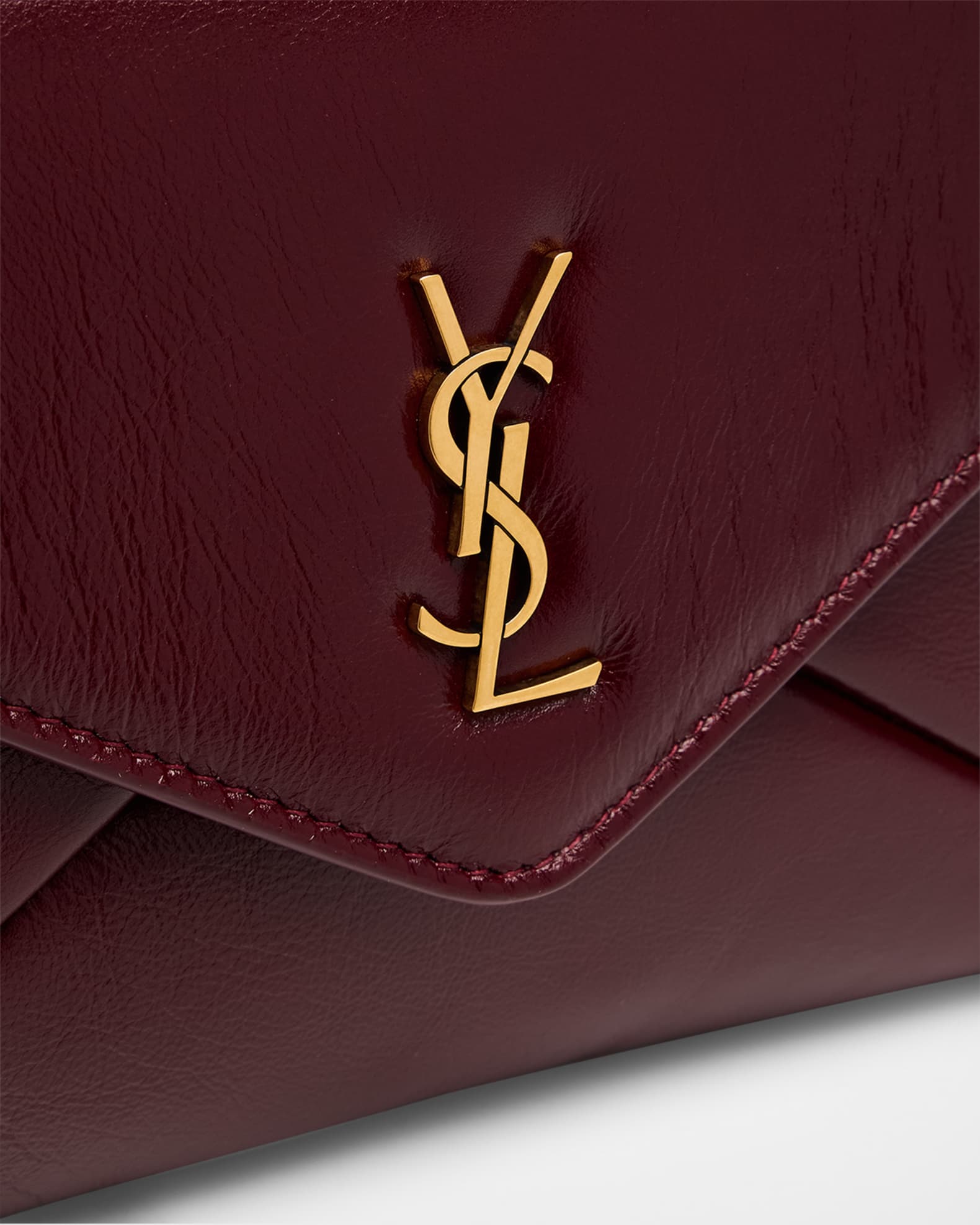 Saint Laurent Small YSL Pouch Bag in Shiny Calfskin Leather | Neiman Marcus