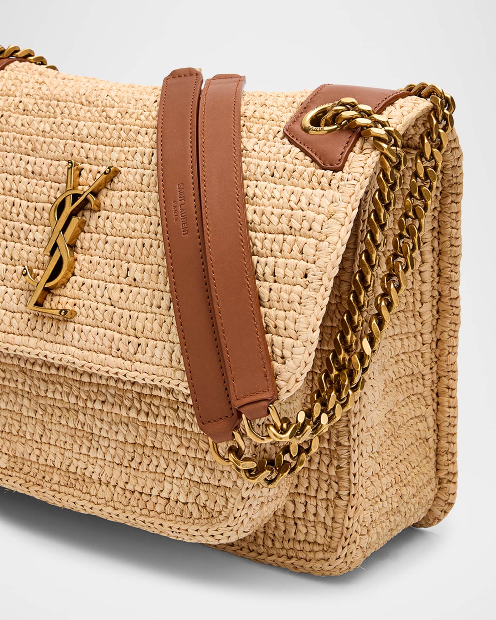 Saint Laurent Niki Medium YSL Shoulder Bag in Raffia | Neiman Marcus