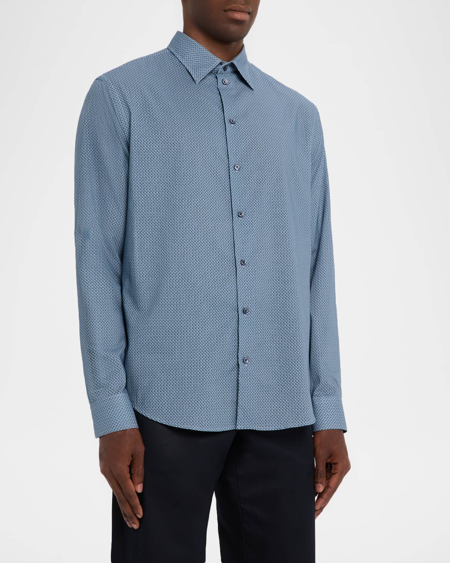 Emporio Armani Men's Cotton Diagonal Wave Sport Shirt | Neiman Marcus