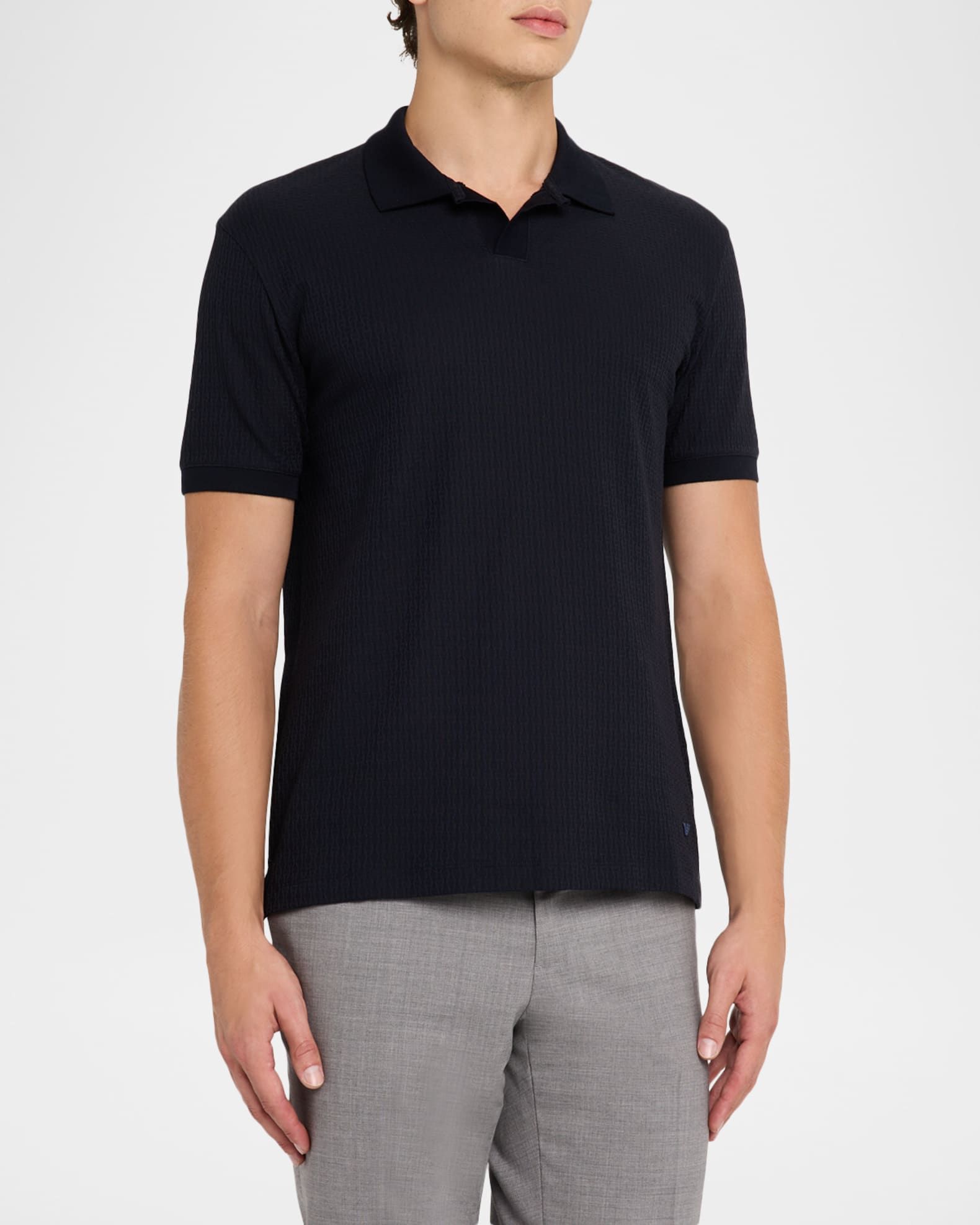 Emporio Armani Men's Chain Stitch Jacquard Knit Polo Shirt | Neiman Marcus