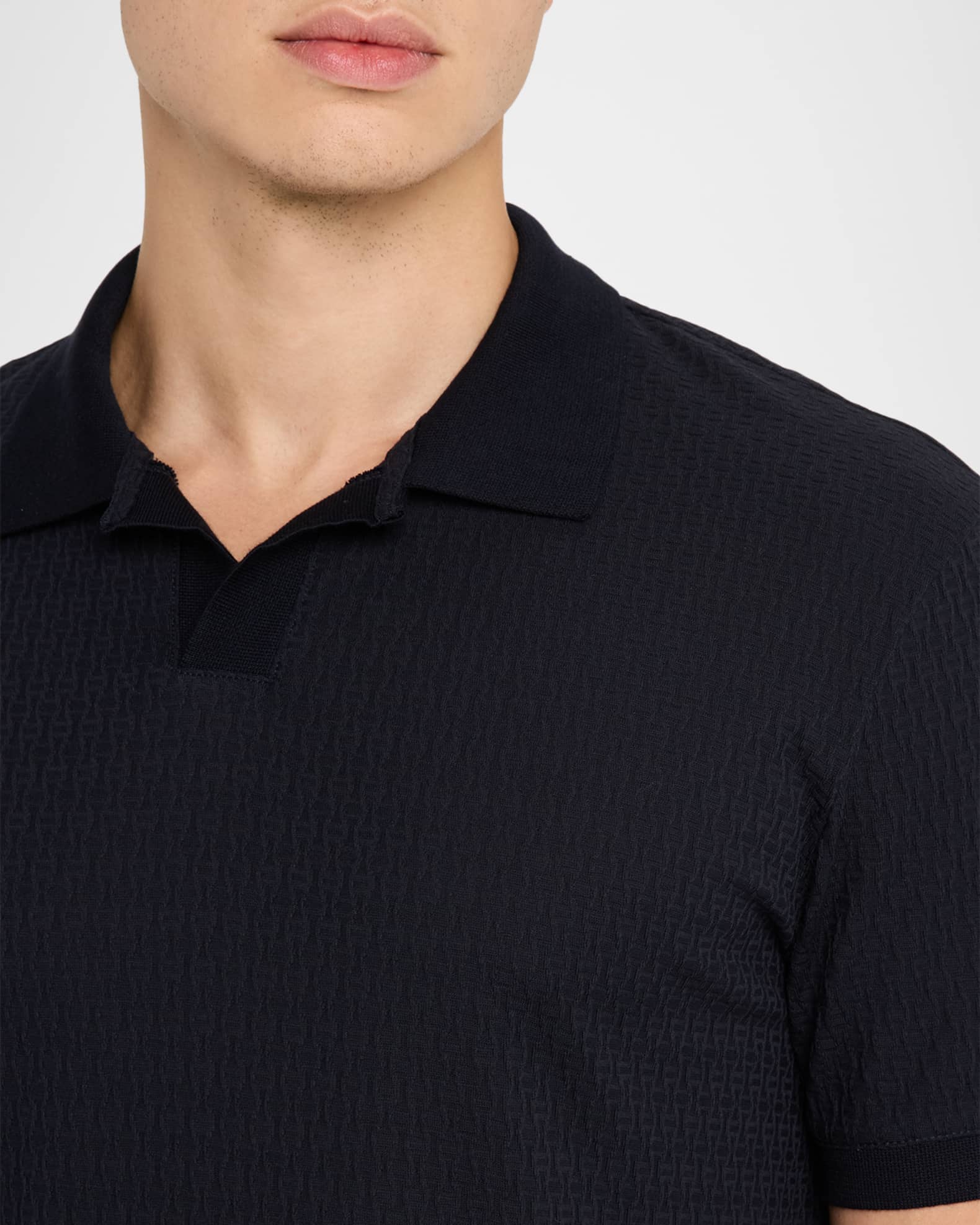 Emporio Armani Men's Chain Stitch Jacquard Knit Polo Shirt | Neiman Marcus