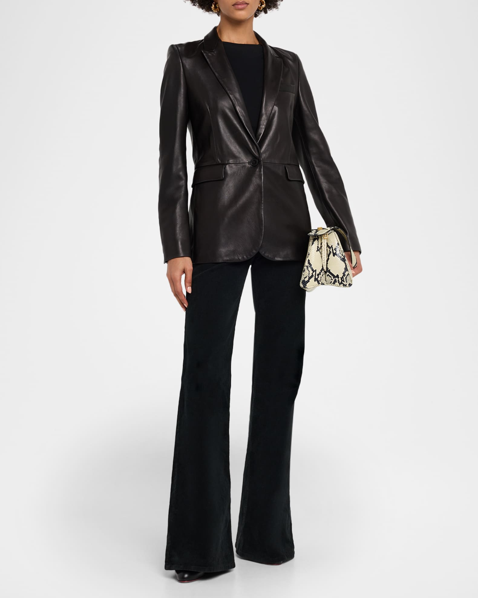 Nili Lotan Belmonde Leather Single-Breasted Jacket | Neiman Marcus