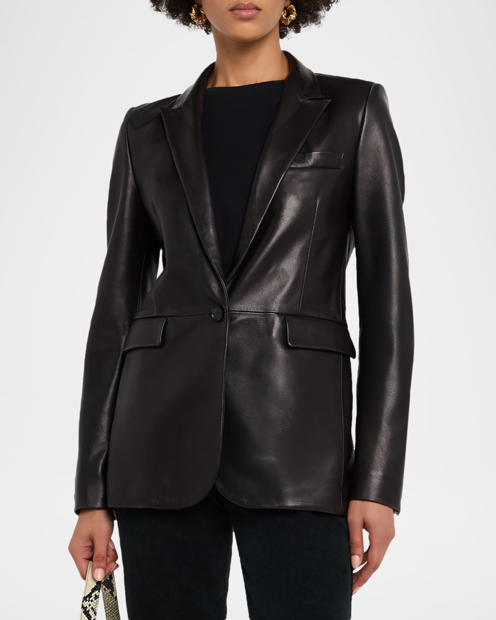 Nili Lotan Belmonde Leather Single-Breasted Jacket | Neiman Marcus